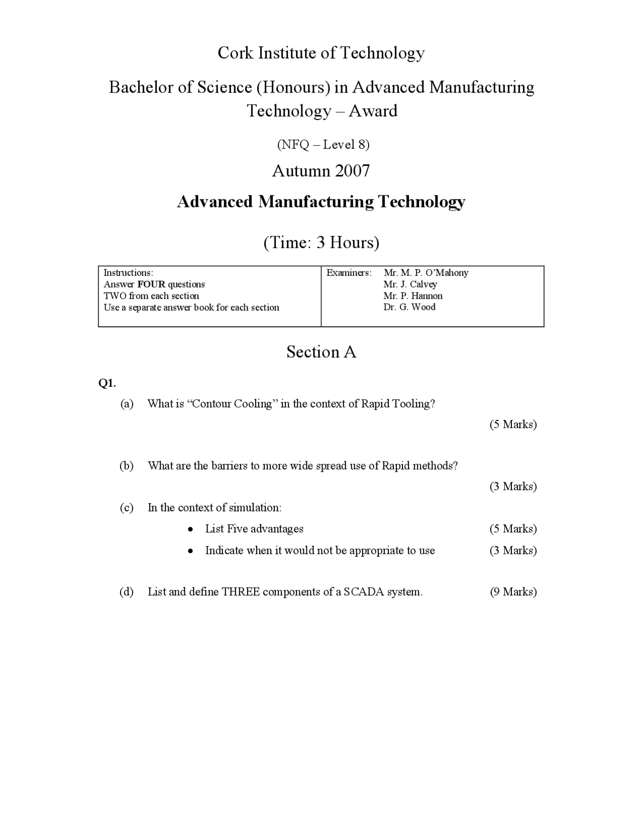 Power Devices Advanced Manufacturing Systems Past Exam Docsity