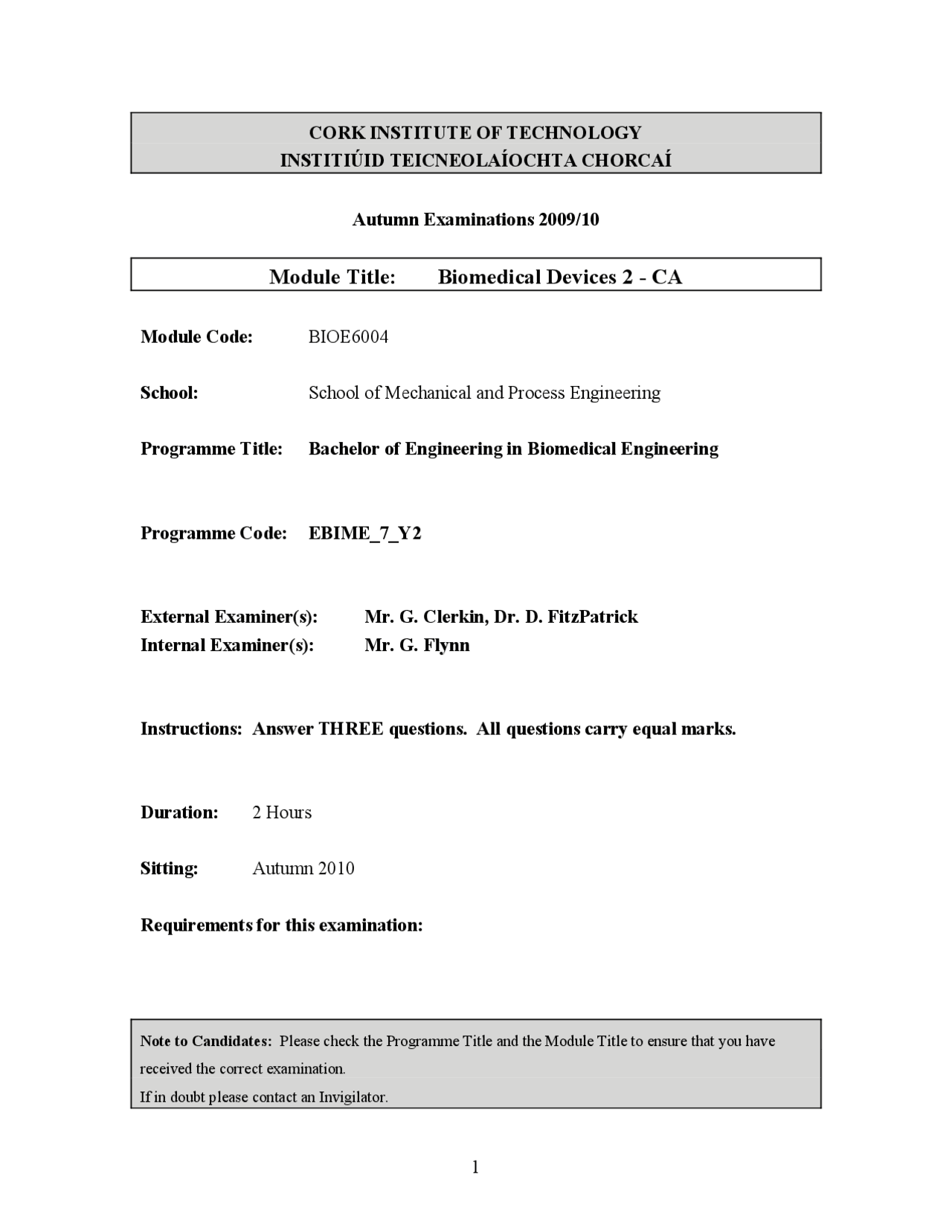 Leakage Current - Biomedical Devices - Past Exam | Exams Biomedical ...