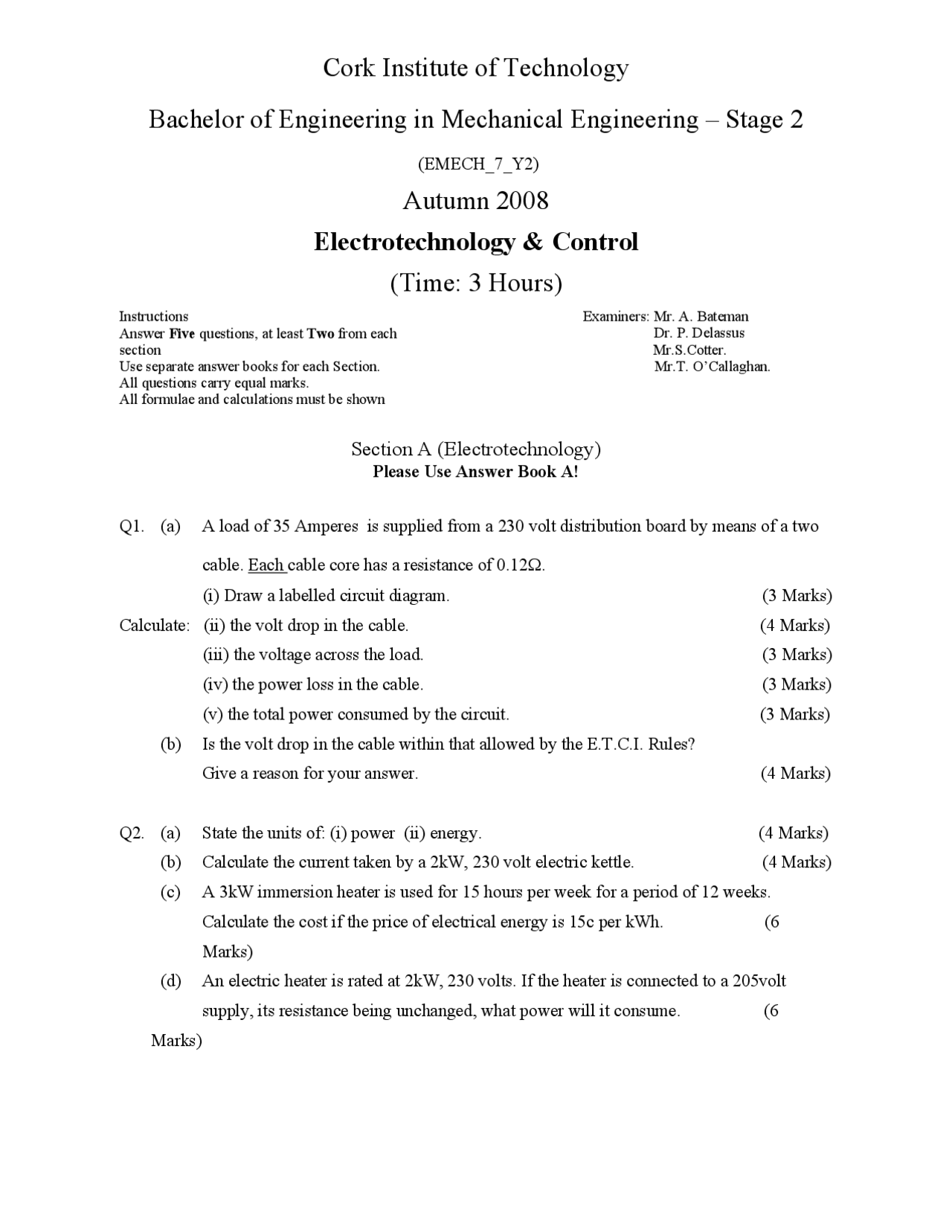 Labelled Circuit Electrotechnology And Control Exam Docsity