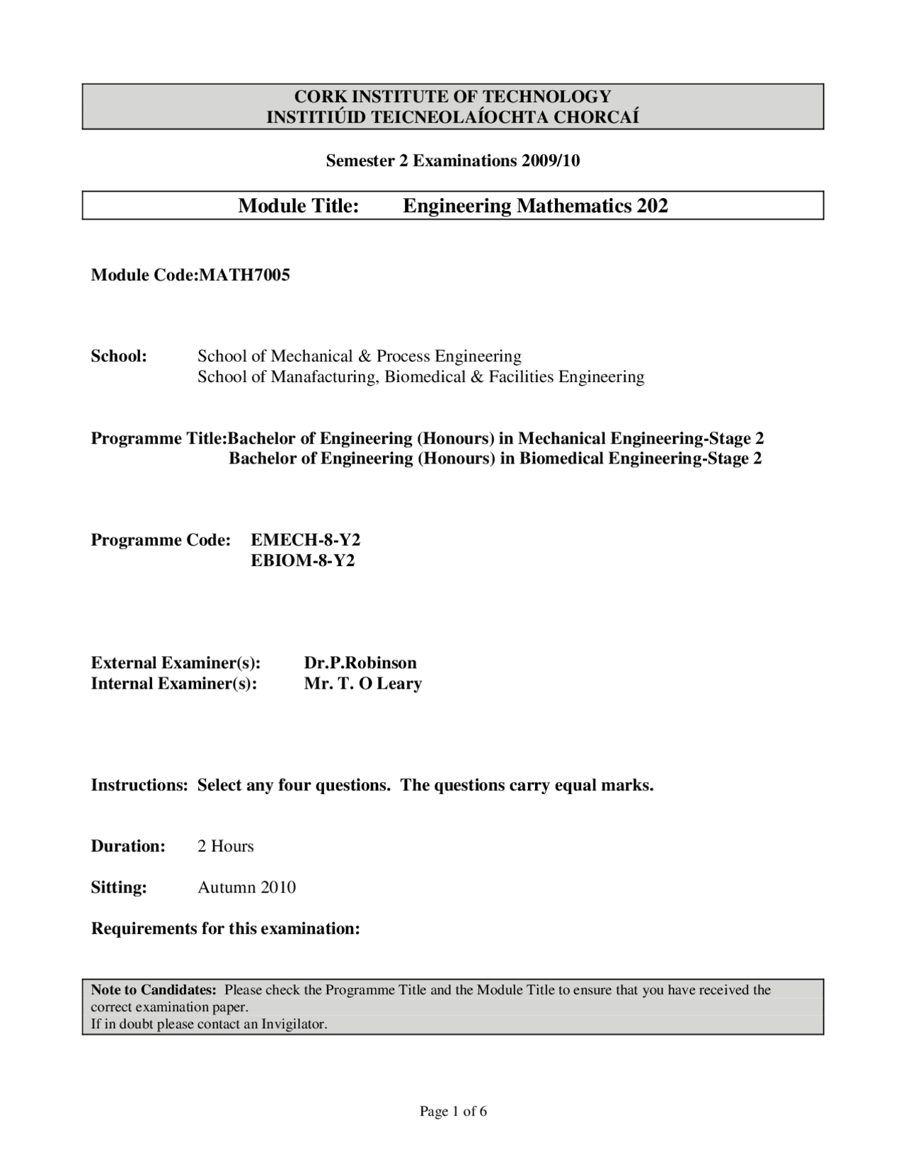 Periodic Function Engineering Mathematics Exam Docsity