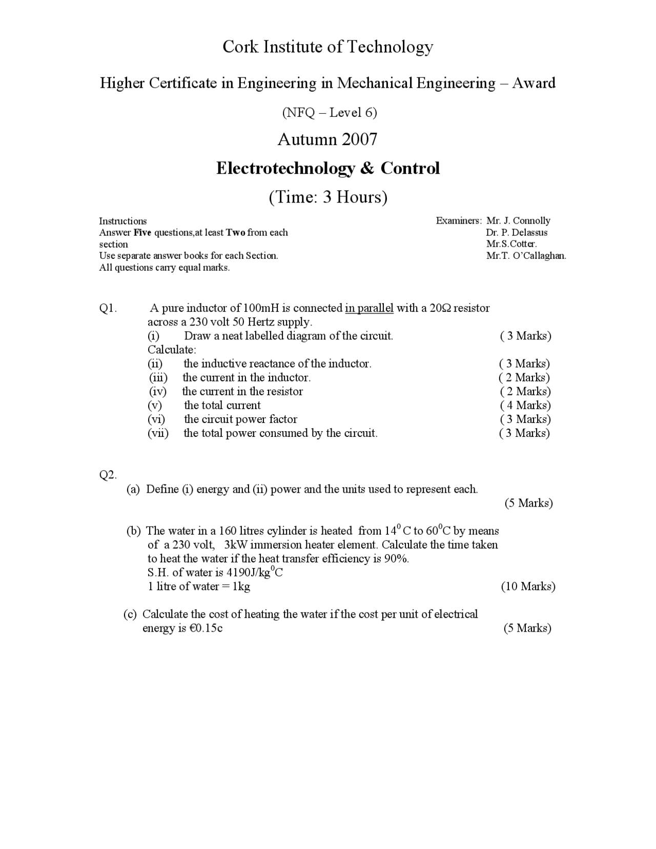 Volt Drop Electrotechnology And Control Exam Docsity