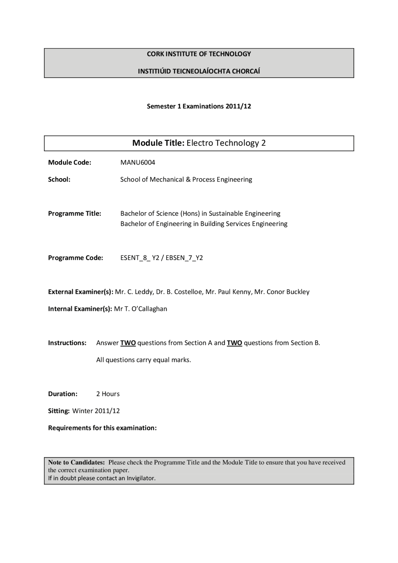 Lagging Electrotechnology And Control Exam Docsity