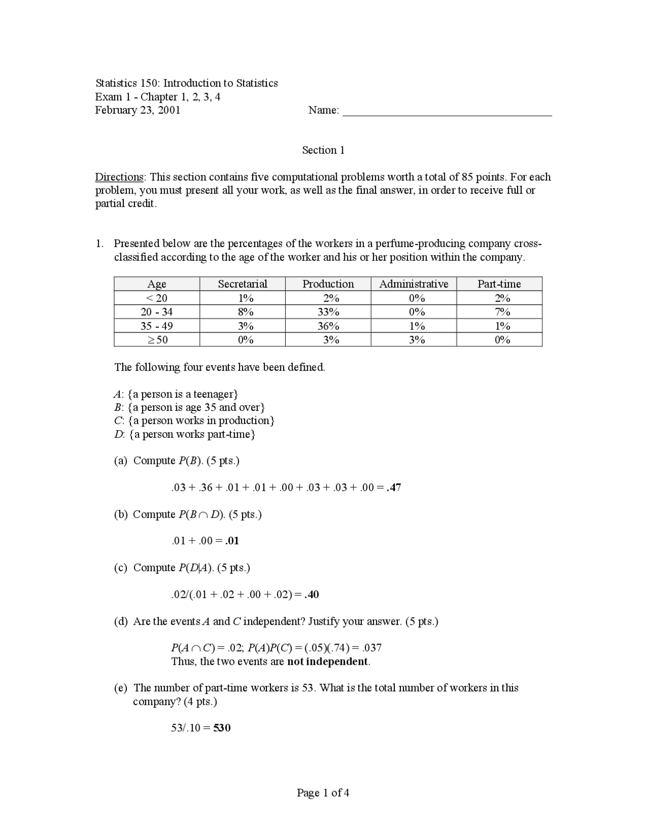 Producing Company Introduction To Probablilty And Statistics Solved