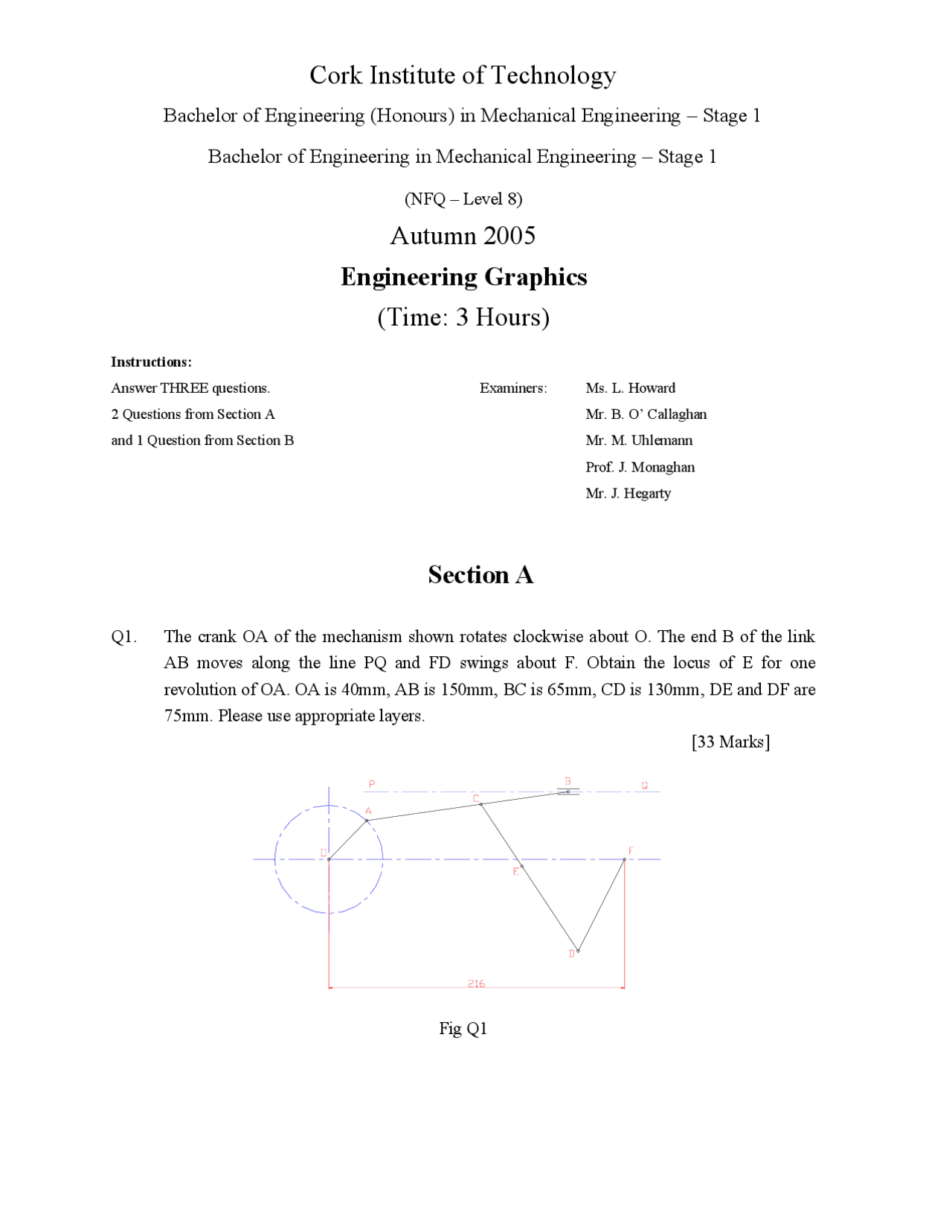 Appropriate Layers - Engineering Graphics - Exam - Docsity