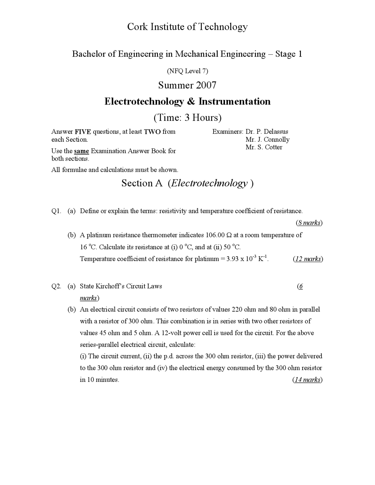 Exam Questions: Mechanical Engineering and Electrotechnology ...