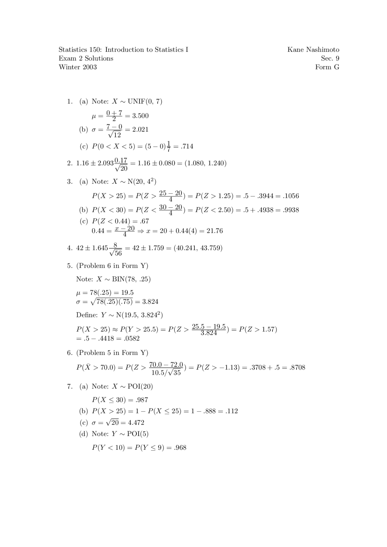 Holding Time Introduction To Probablilty And Statistics Solved Exam