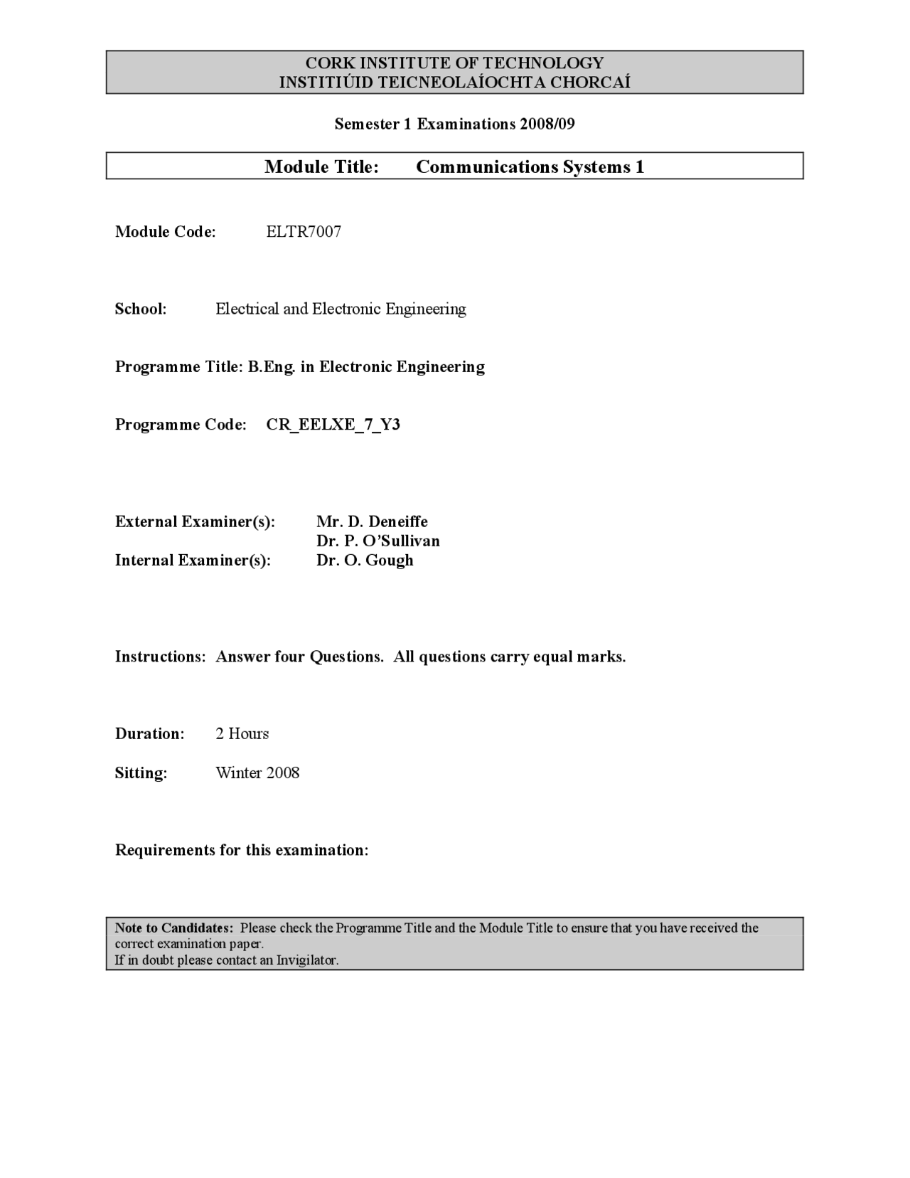 White Noise Communication Systems And Networks Exam Docsity