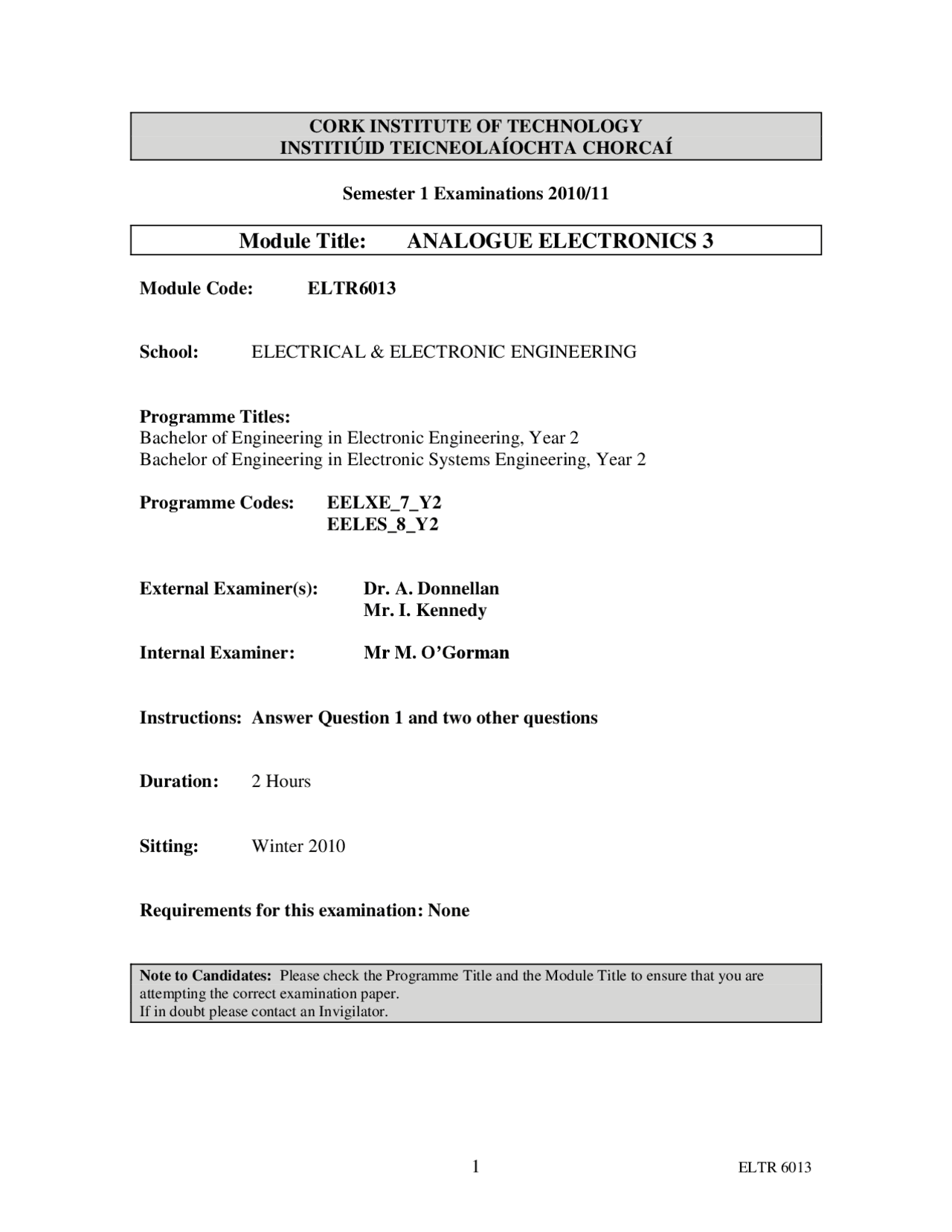 Wien-bridge oscillator - Analogue Electronics - Exam | Exams Digital & Analog Electronics | Docsity