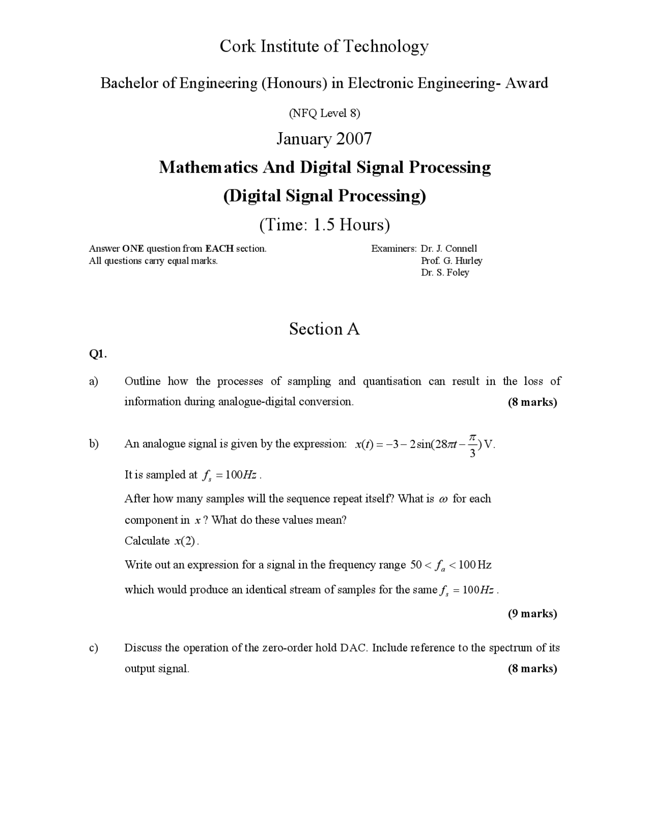 Dac Digital Signal Processing Exam Docsity