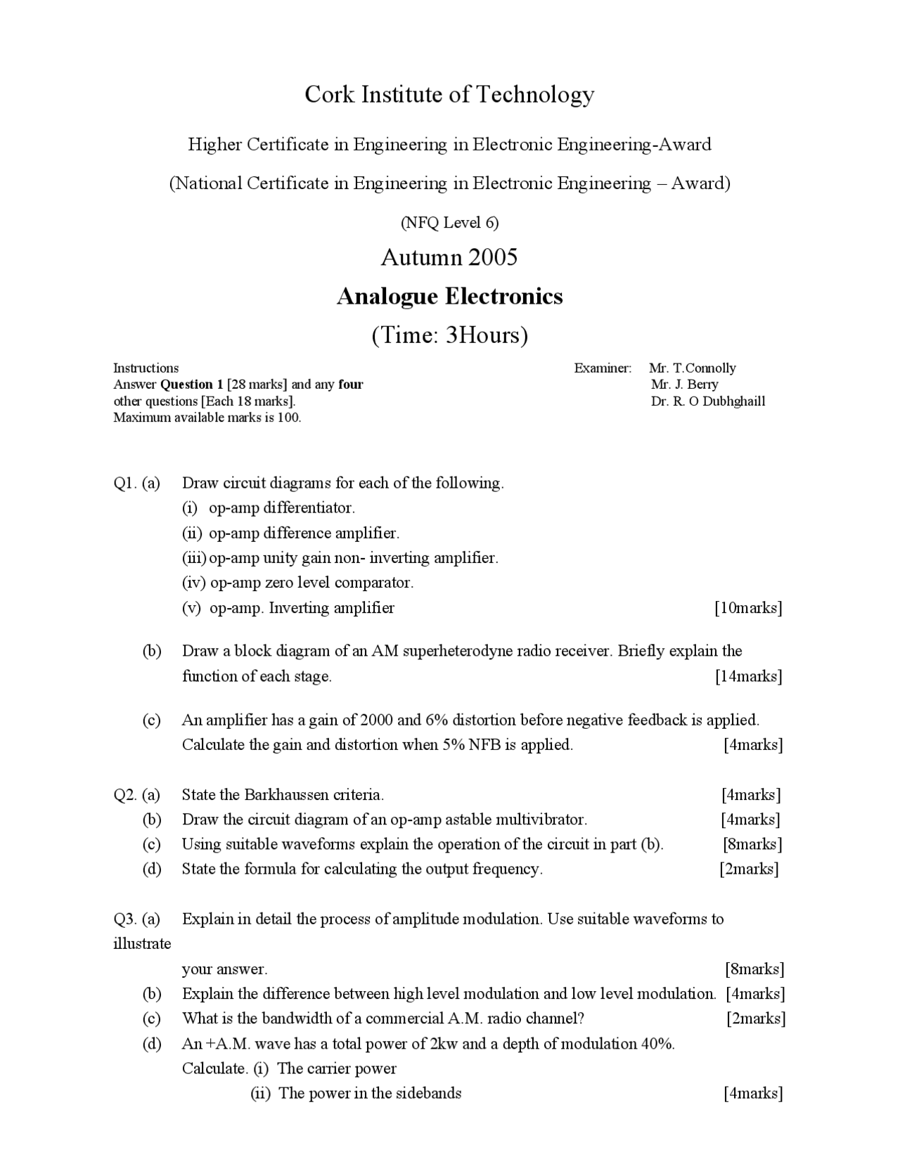 Op Amp Differentiator Analogue Electronics Exam Docsity