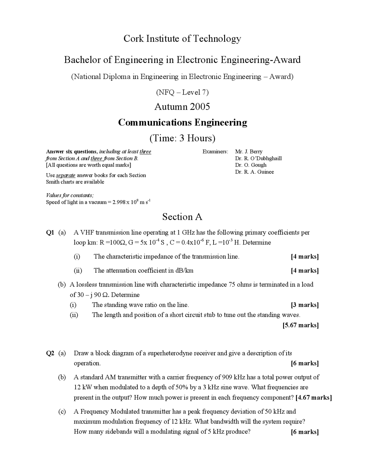 Superheterodyne Receiver Communications Engineering Exam Docsity