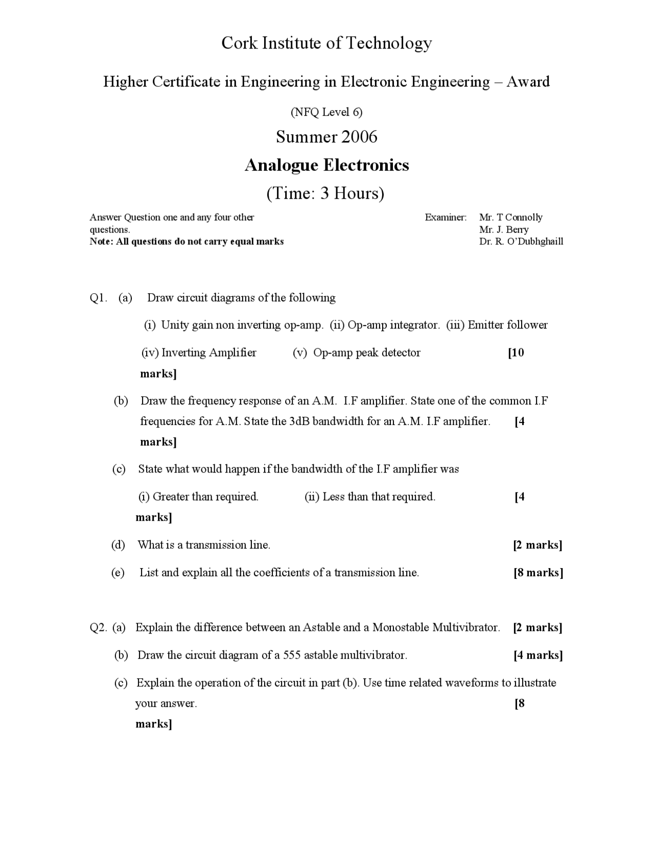 Emitter Follower Analogue Electronics Exam Docsity