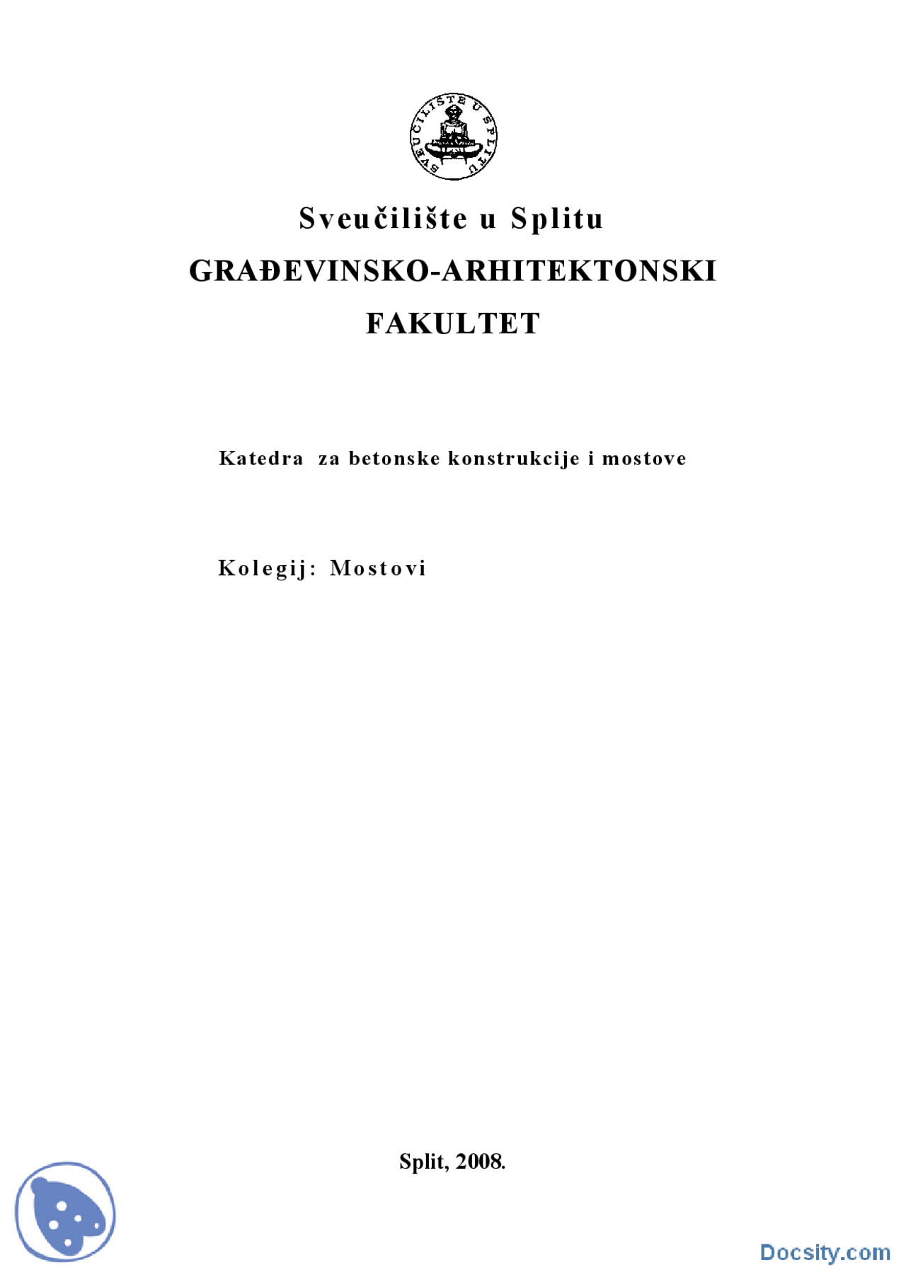 Mostovi Skripta Betonske Konstrukcije Arhitektura 1 Rezime Predlog