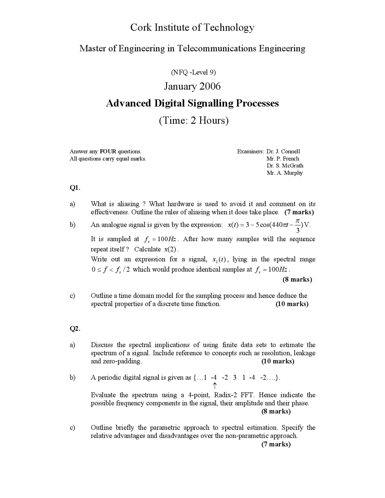Aliasing Advanced Signal Digital Processing Exam Docsity