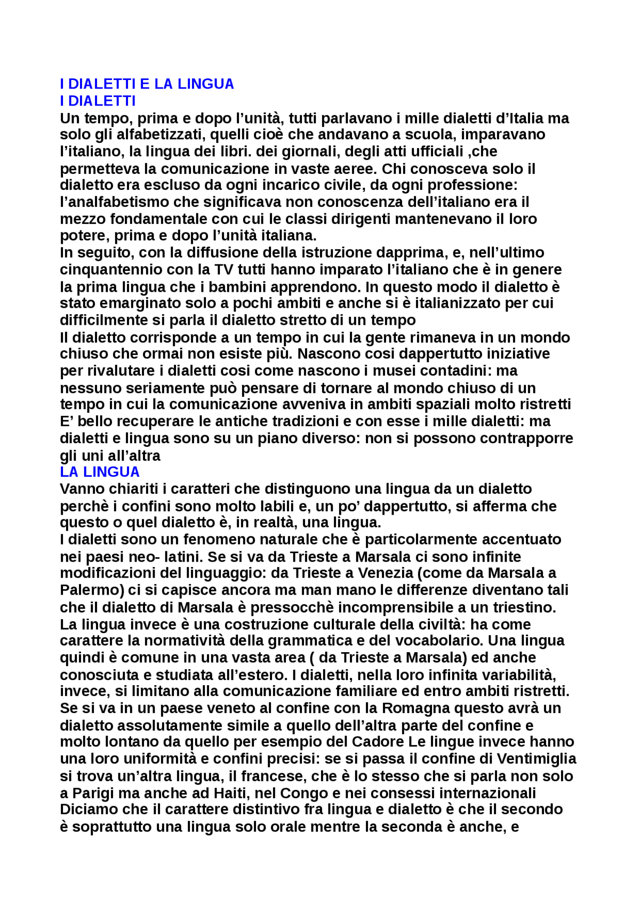 I Dialetti E La Lingua I Dialetti Docsity