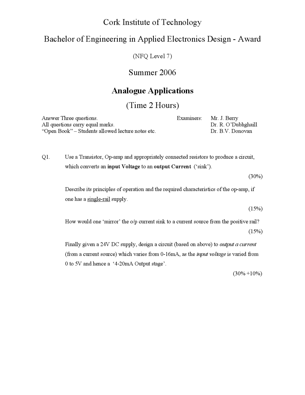 Pulse Width Modulation Analogue Applications Exam Docsity