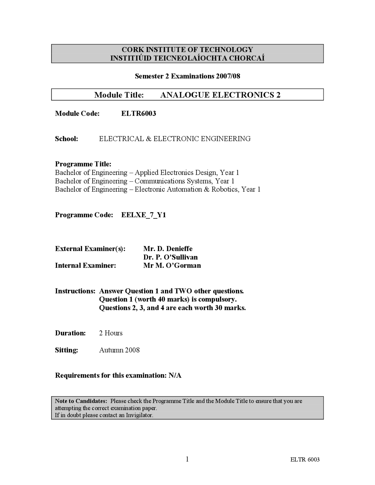 Quiescent Conditions - Analogue Electronics - Exam | Exams Digital & Analog Electronics | Docsity