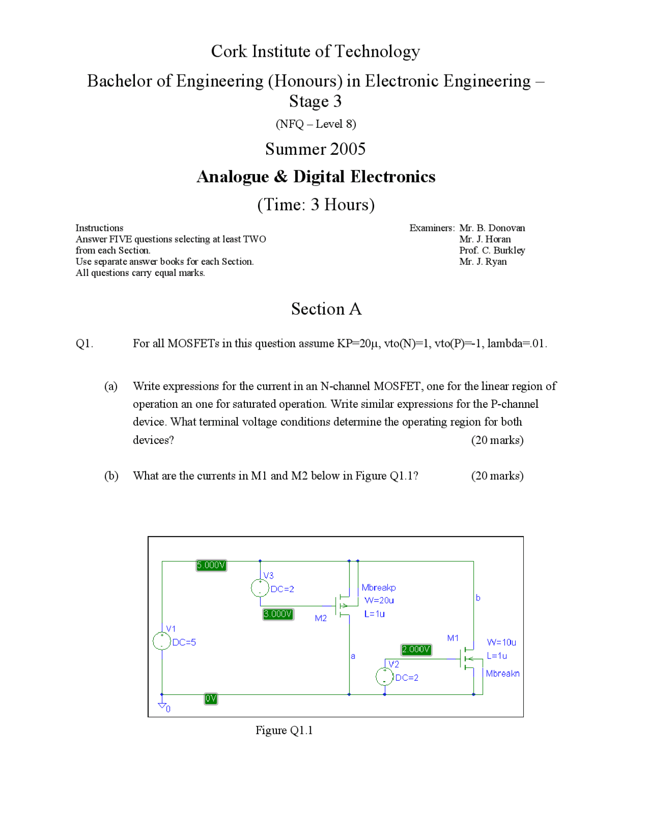 Mosfets Analogue And Digital Electronics Exam Docsity