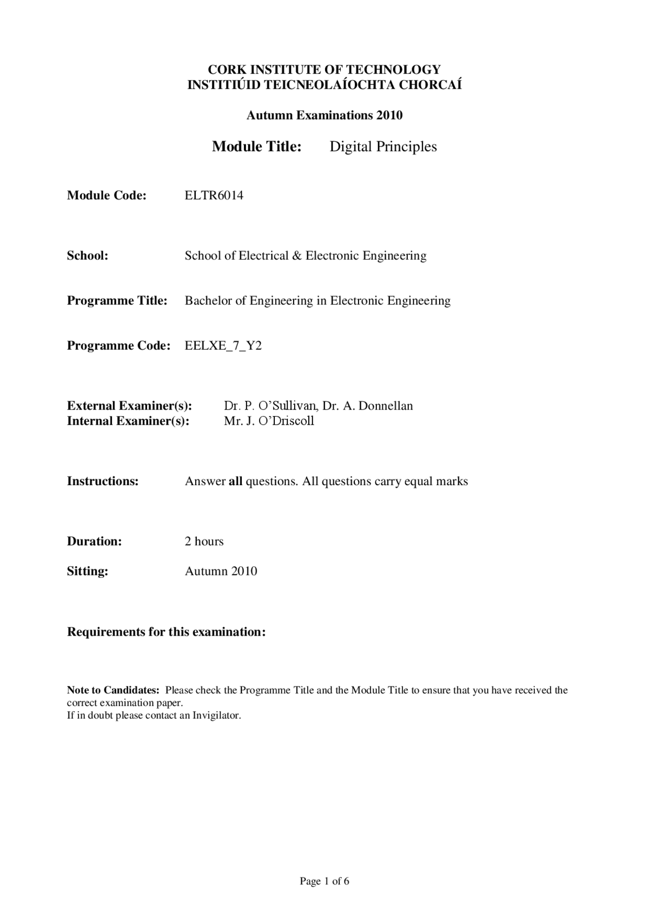 Offset error - Digital Principles - Exam - Docsity