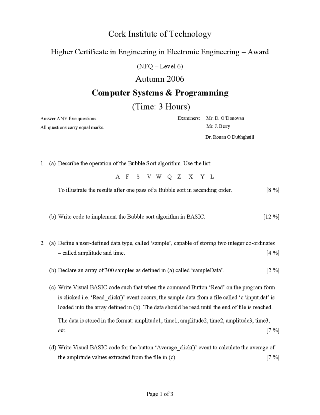 Bubble Sort Algorithm Computer Systems And Programming Exam Docsity 8580