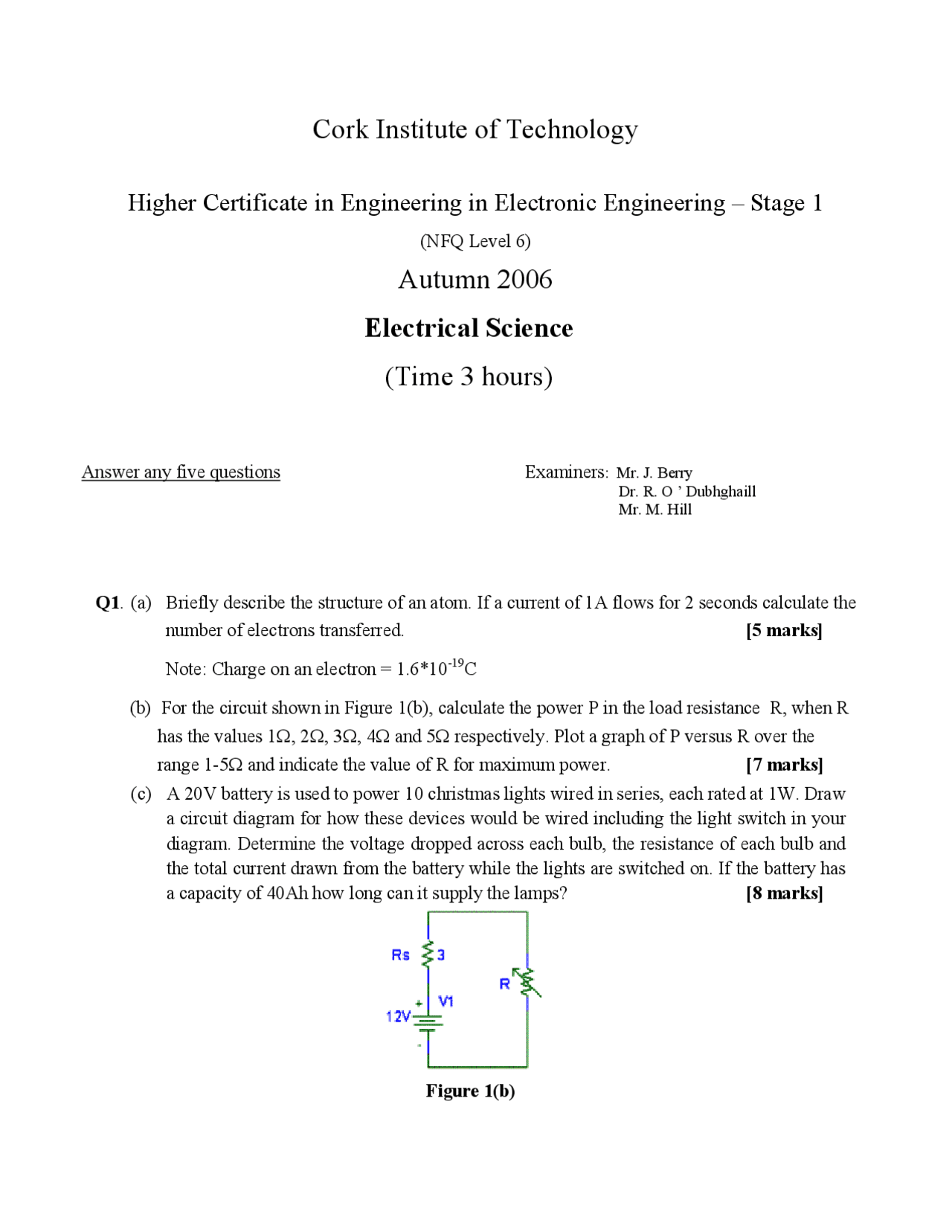 Voltage Dropped Electrical Science And Circuits Exam Docsity