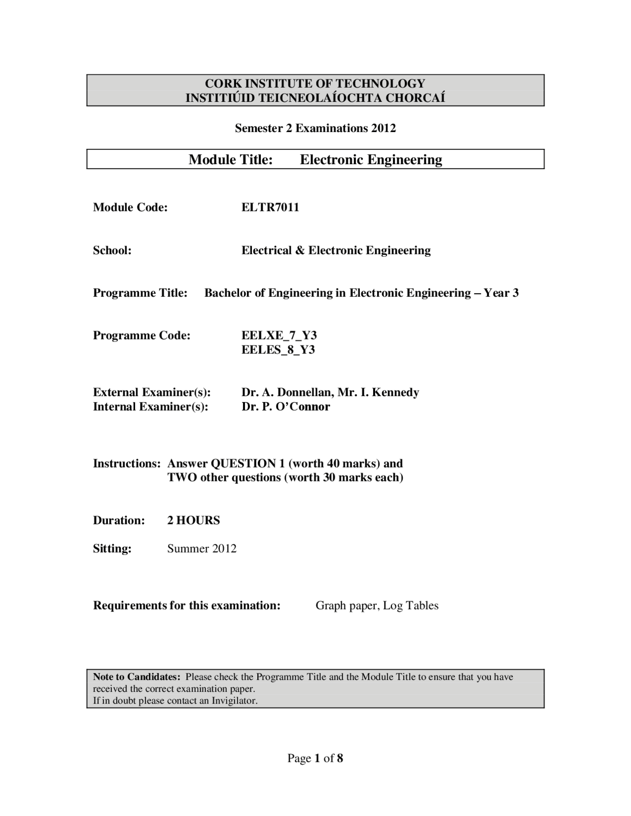 Absolute Average Value Electronic Engineering Exam Docsity