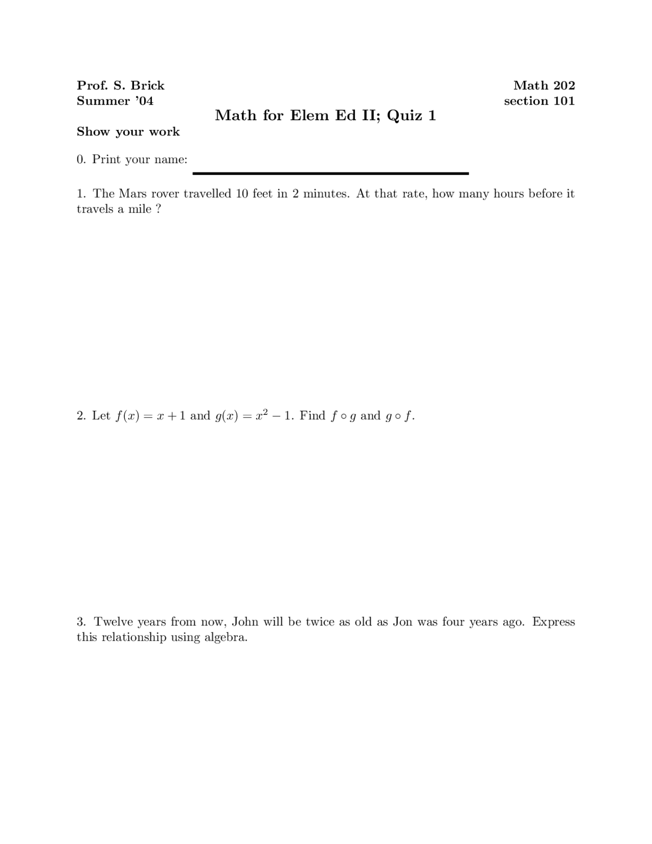 Mars - Elementary Maths - Quiz - Docsity