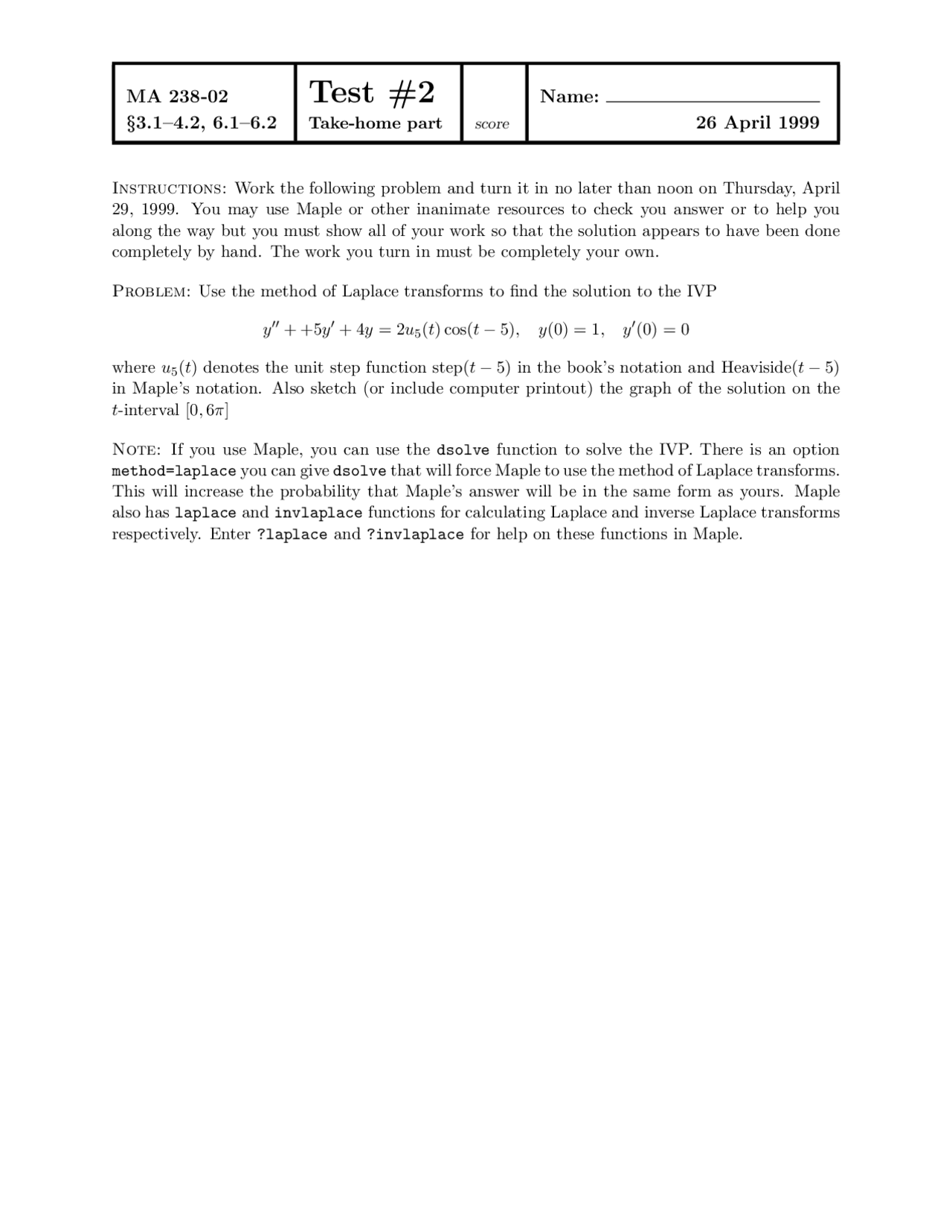 Denotes Differential Equations Quiz Docsity