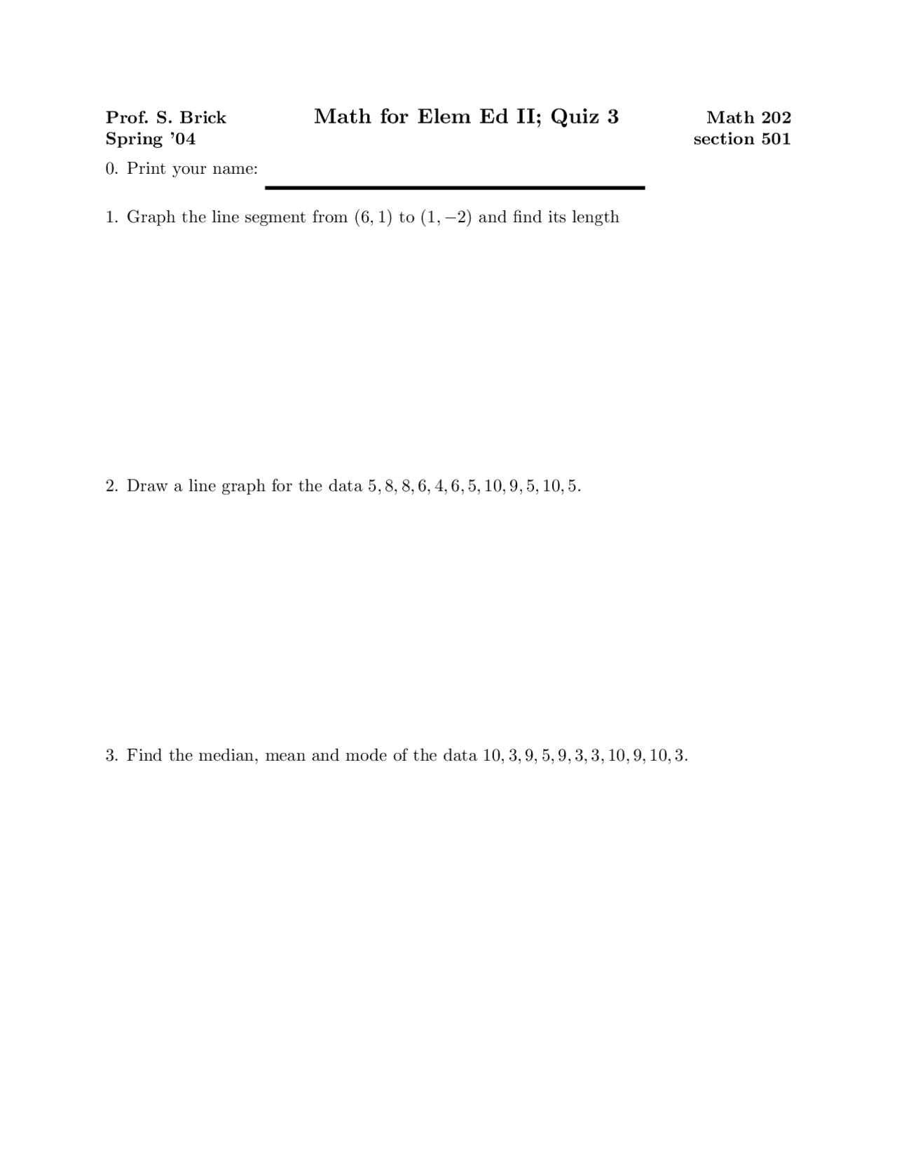 Line Graph - Elementary Maths - Quiz - Docsity