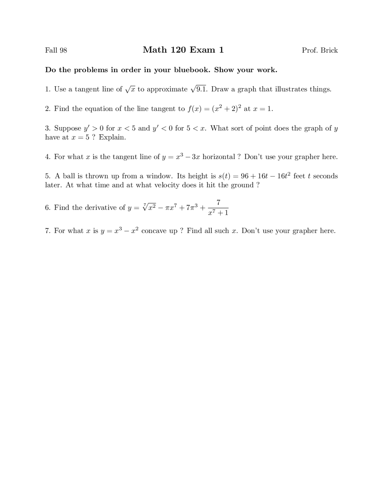 Equation Applied Calculus Exam Docsity