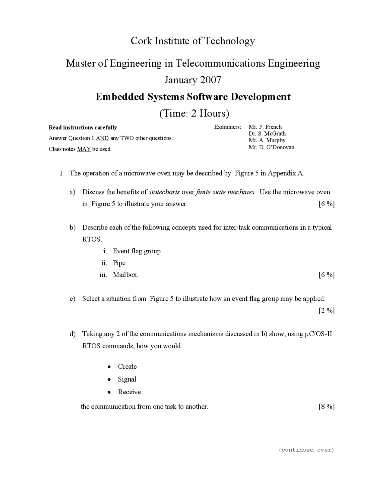 Event Flag Group Embedded Systems Exam Docsity