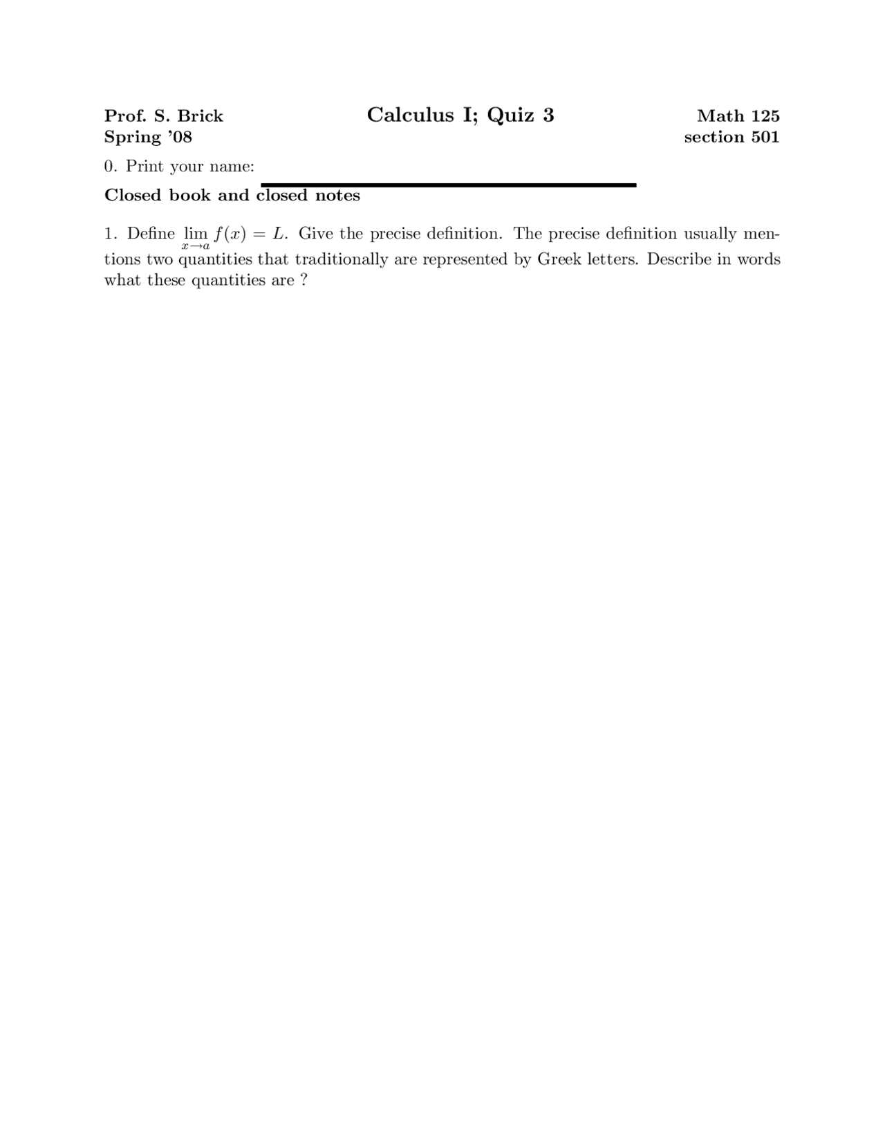 Traditionally Calculus Quiz Docsity