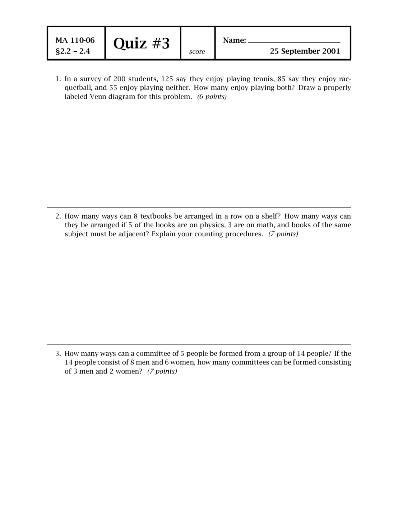 Labeled - Finite Math - Quiz - Docsity