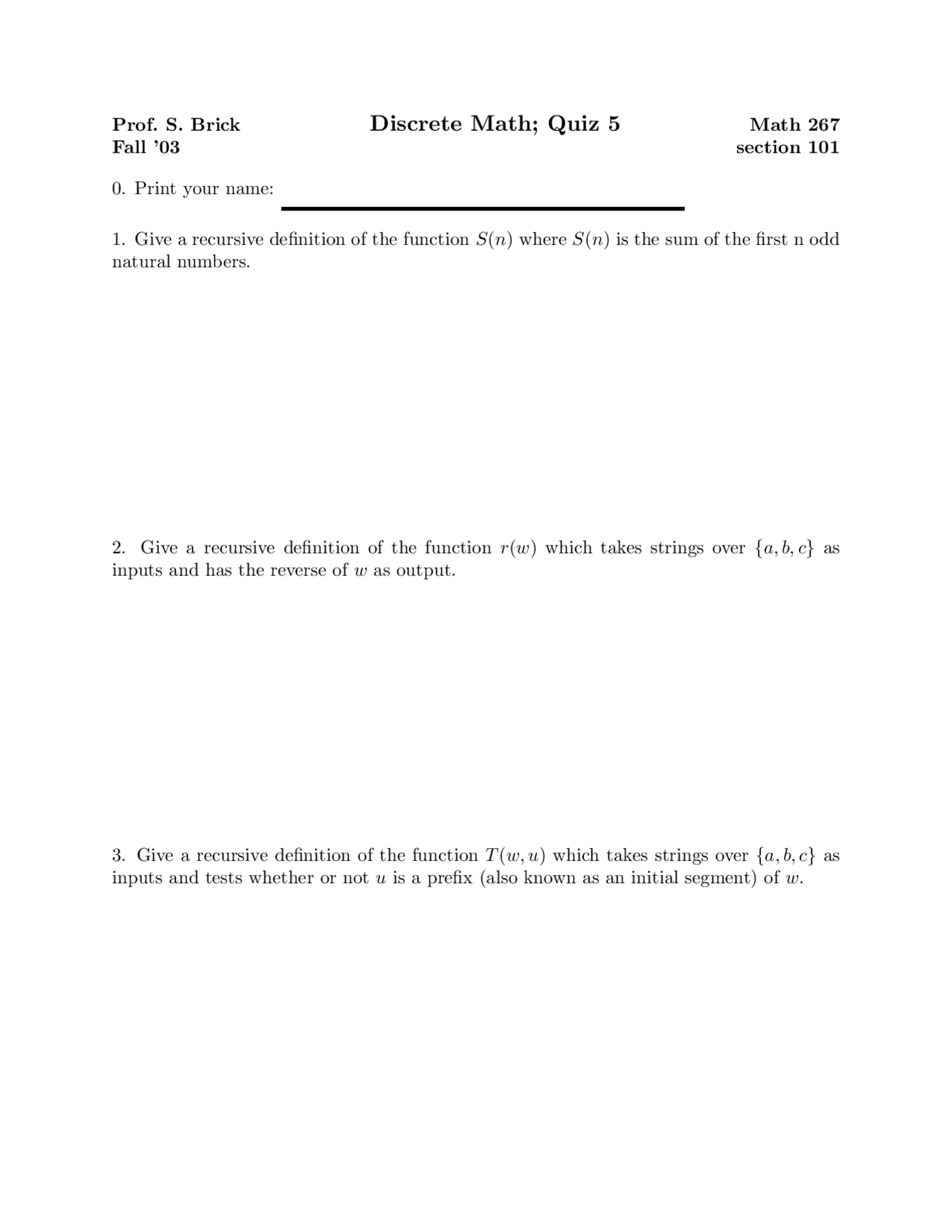 Natural Numbers Discrete Math Quiz Docsity