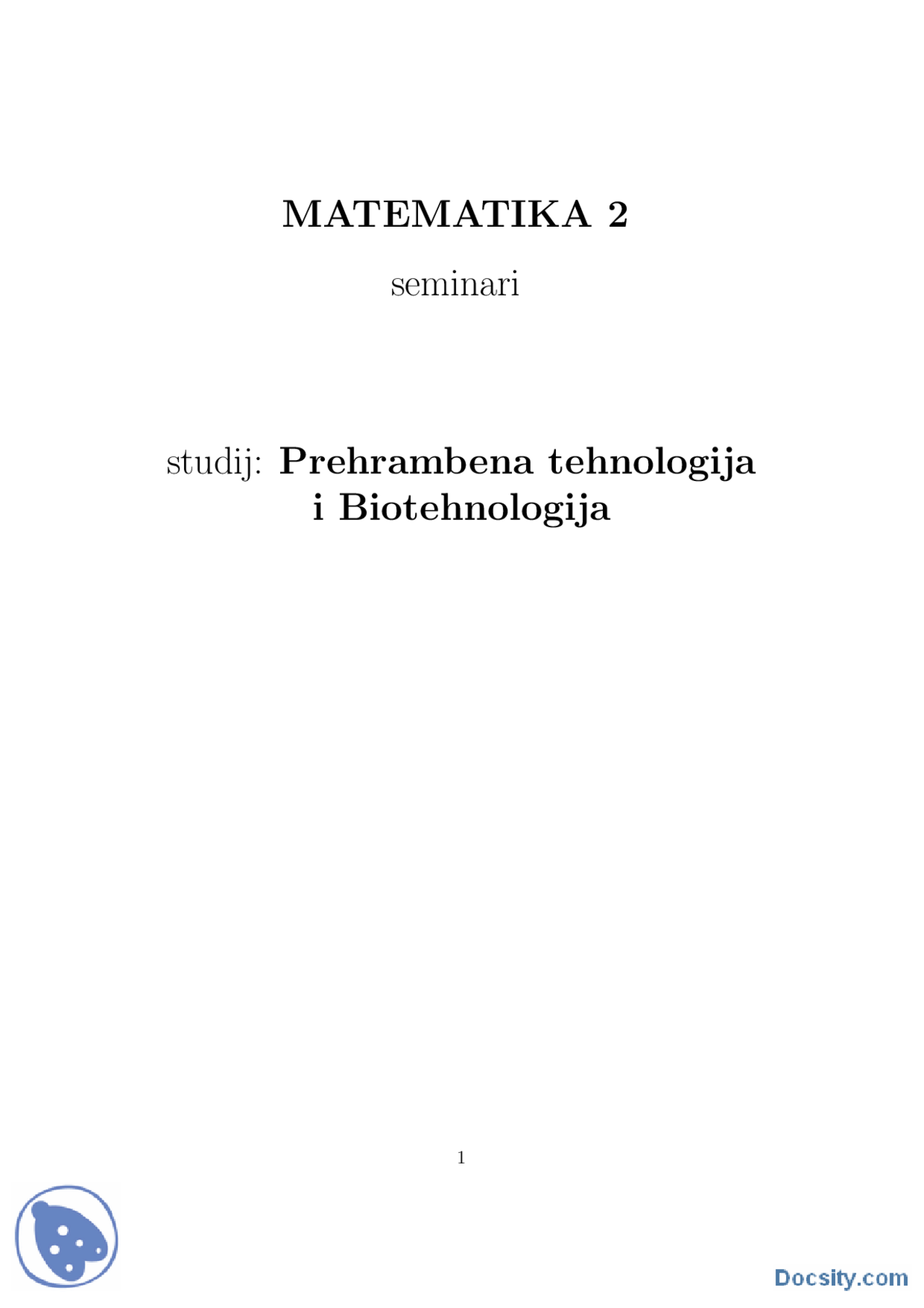 Matematika-Skripta-Matematika 2-Biologija PMF (2) | Rezime' predlog Matematika - Docsity