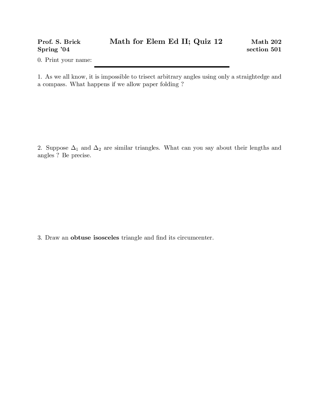 Impossible - Elementary Maths - Quiz - Docsity
