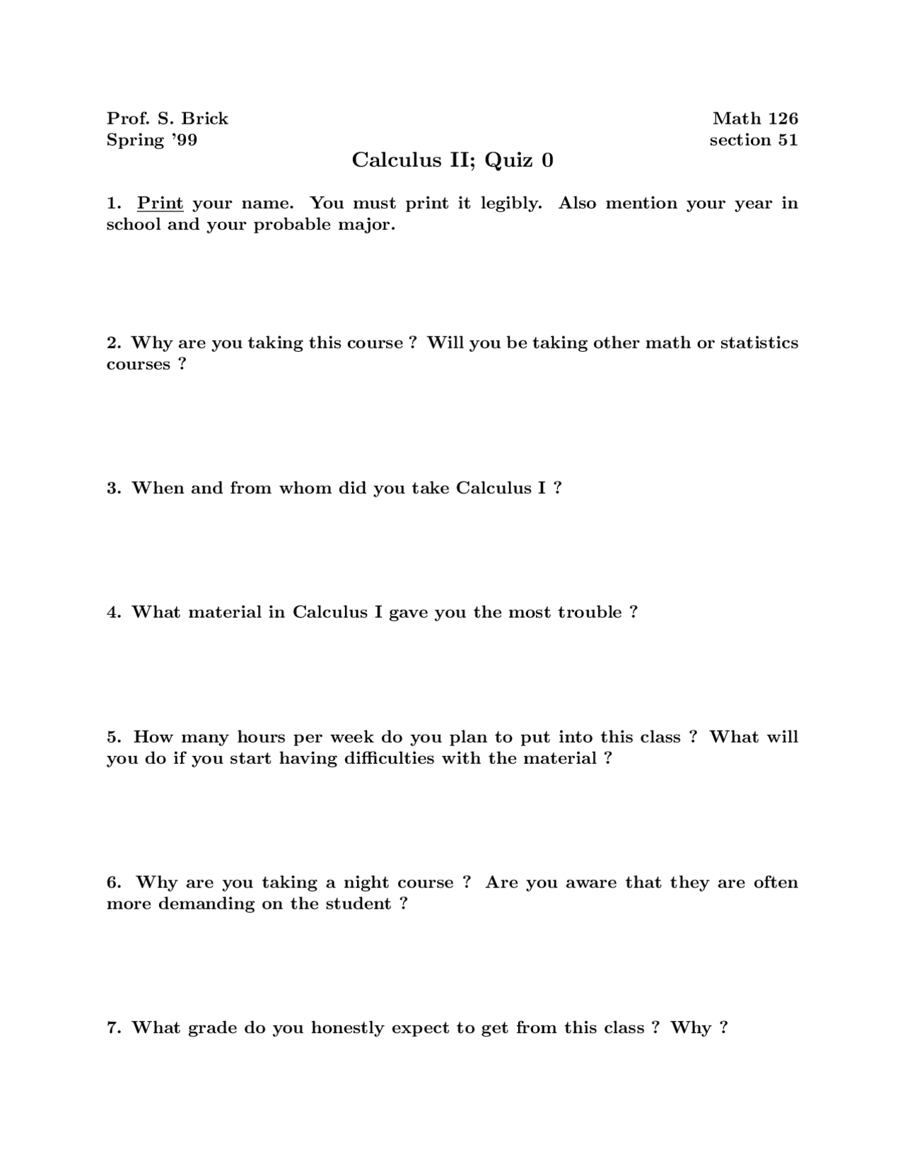 Statistics Calculus Quiz Docsity