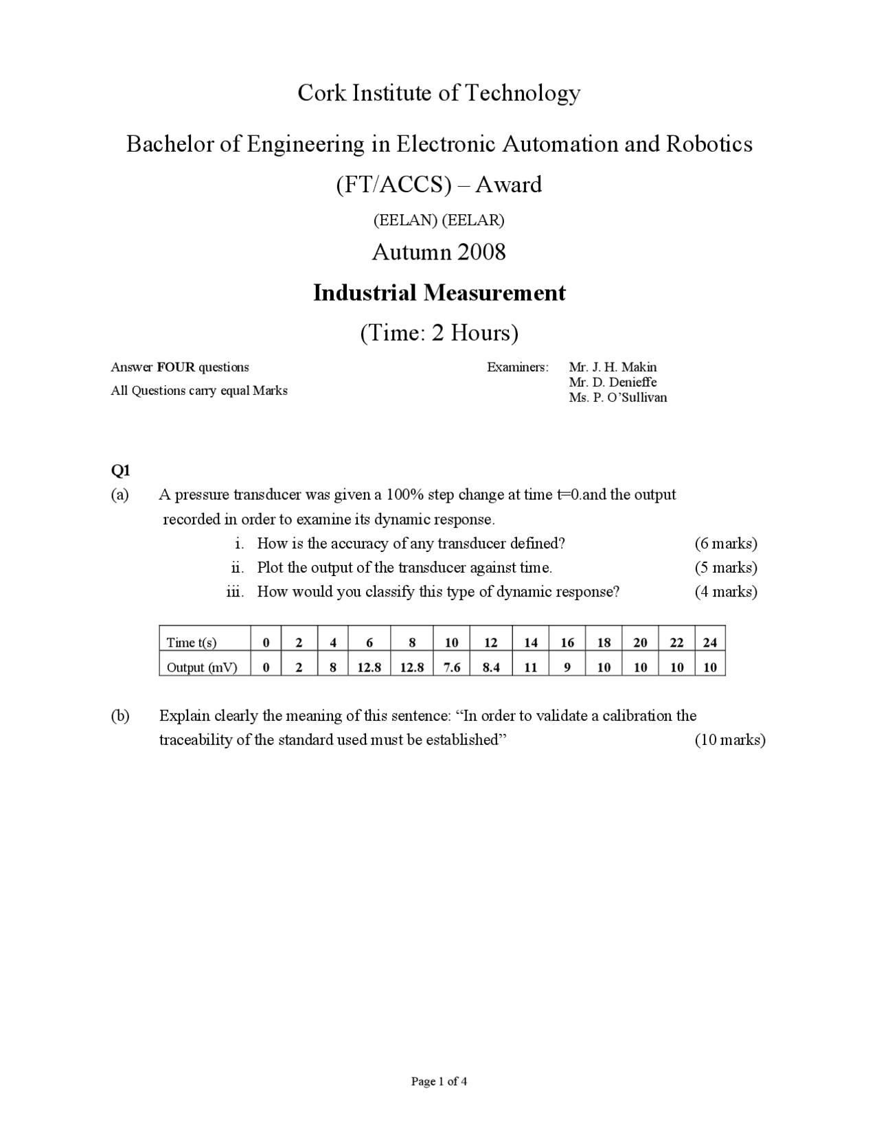 Standard Instrument Mean Industrial Measurement Exam Docsity
