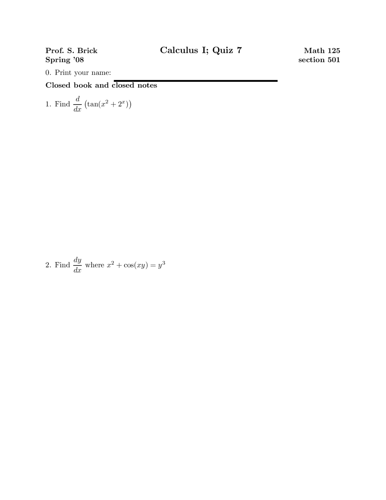 Find Calculus Quiz Docsity