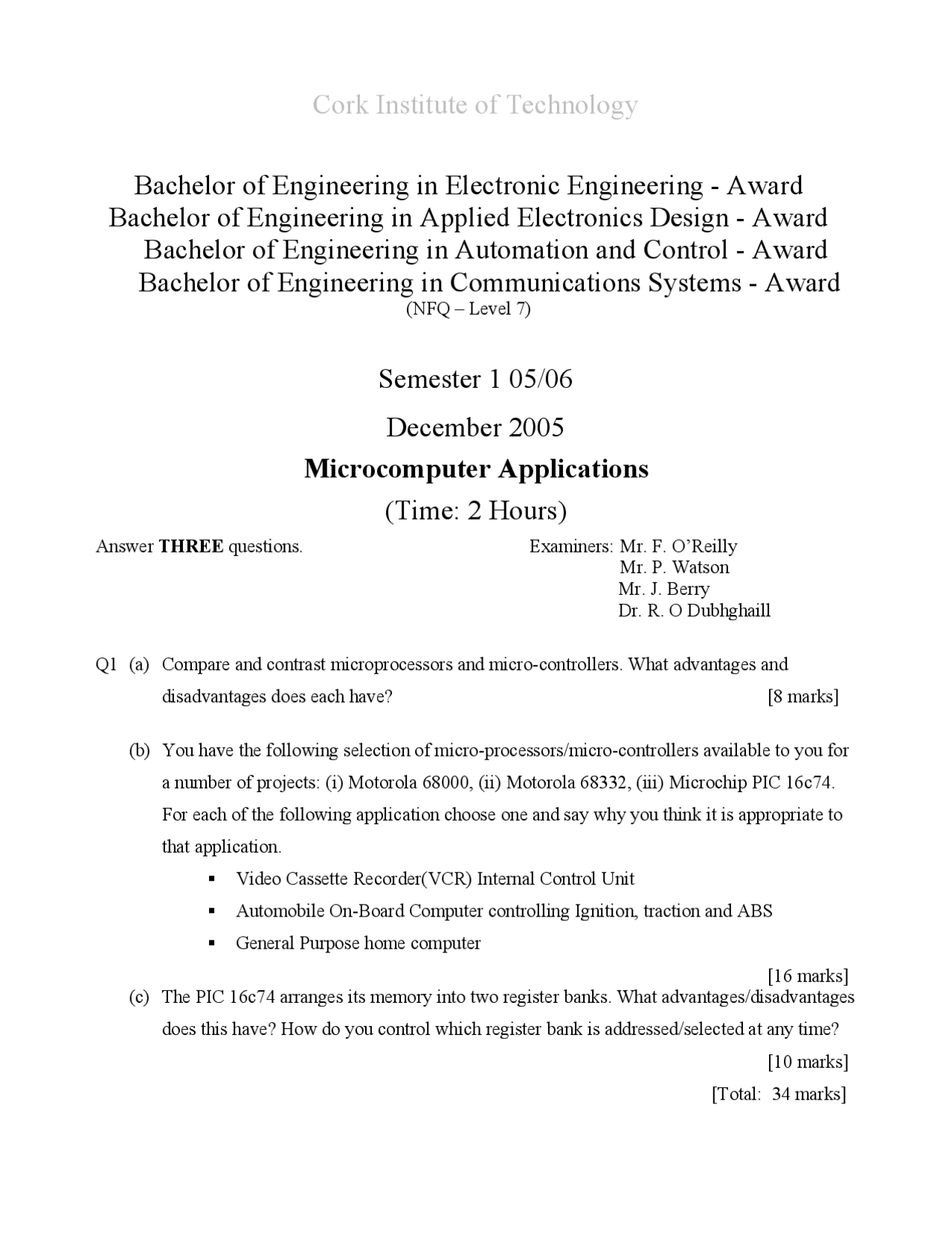 Analog to Digital Converter - Microcomputer Applications - Exam | Exams Microcomputers | Docsity