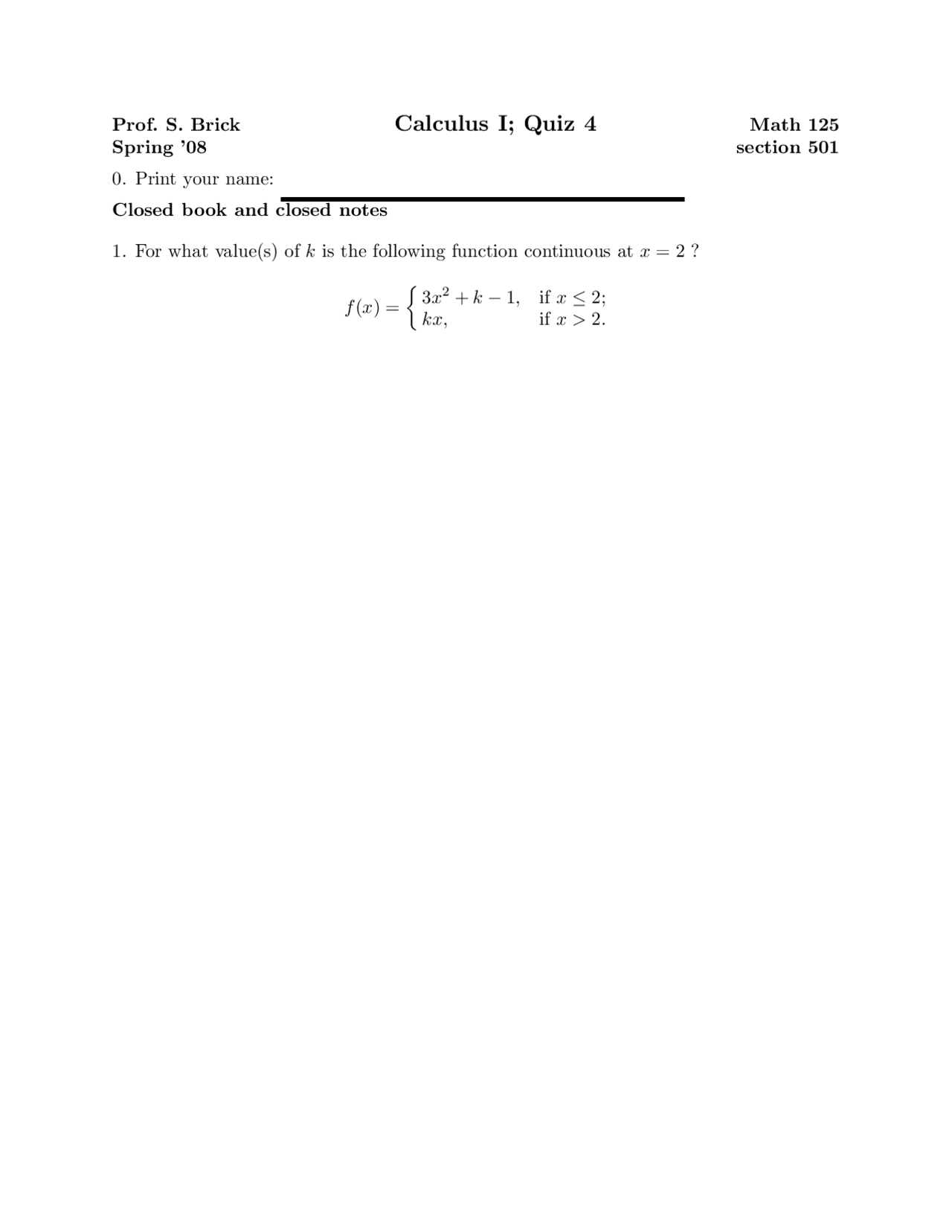 Value Calculus Quiz Docsity