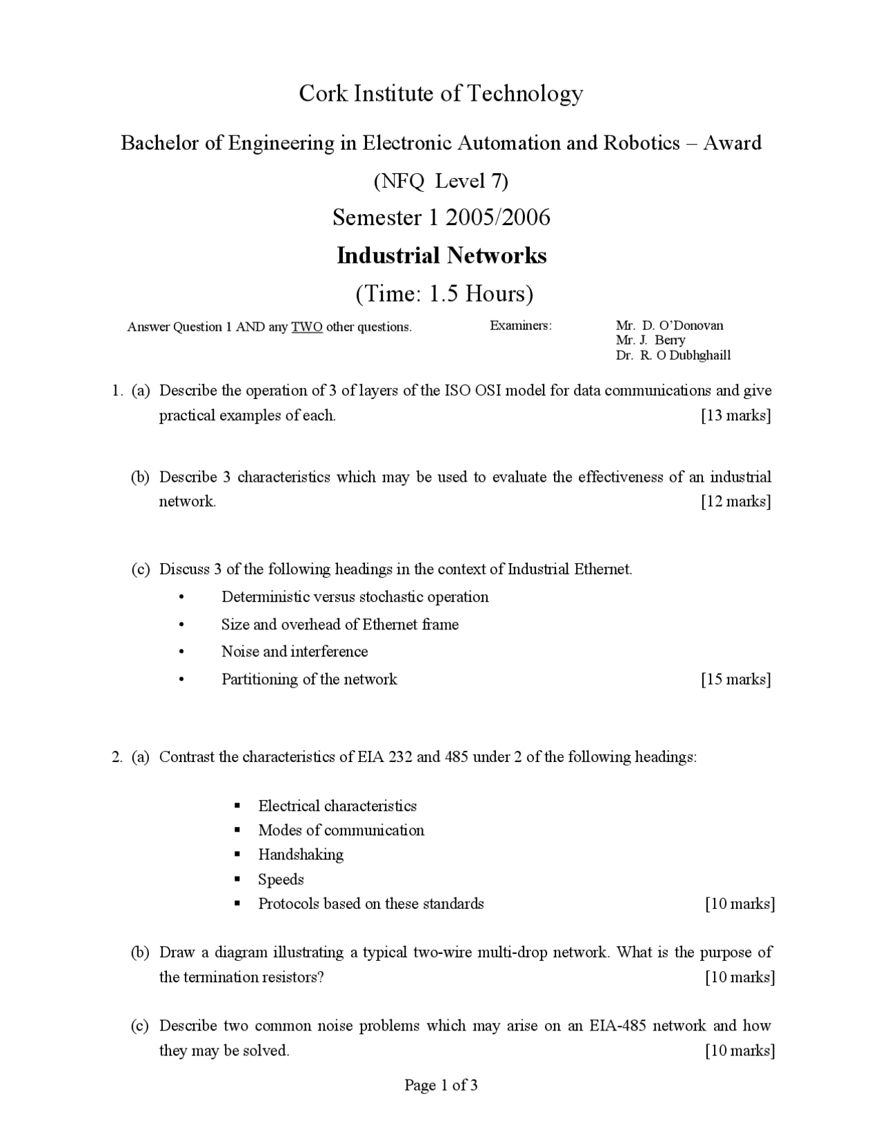 Stochastic operation - Industrial Networks - Exam - Docsity