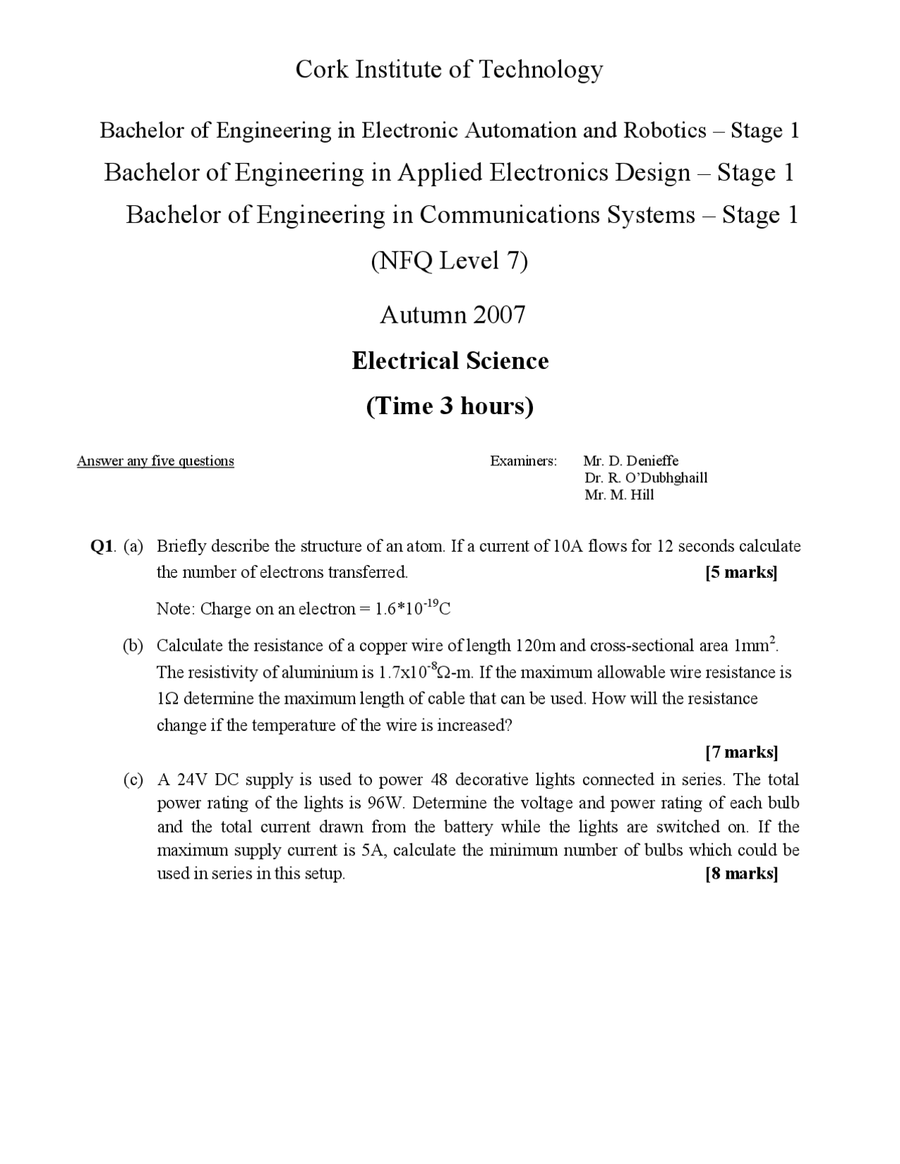Kirchoffs Voltage Law Electrical Science And Circuits Exam Docsity