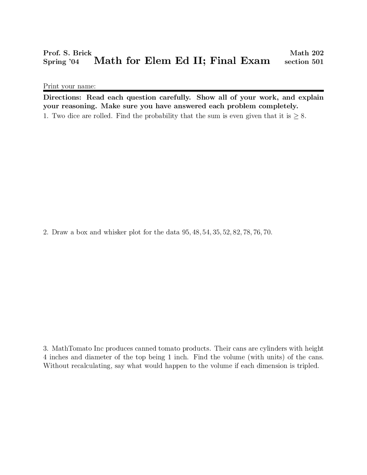 Sum Elementary Maths Quiz Docsity