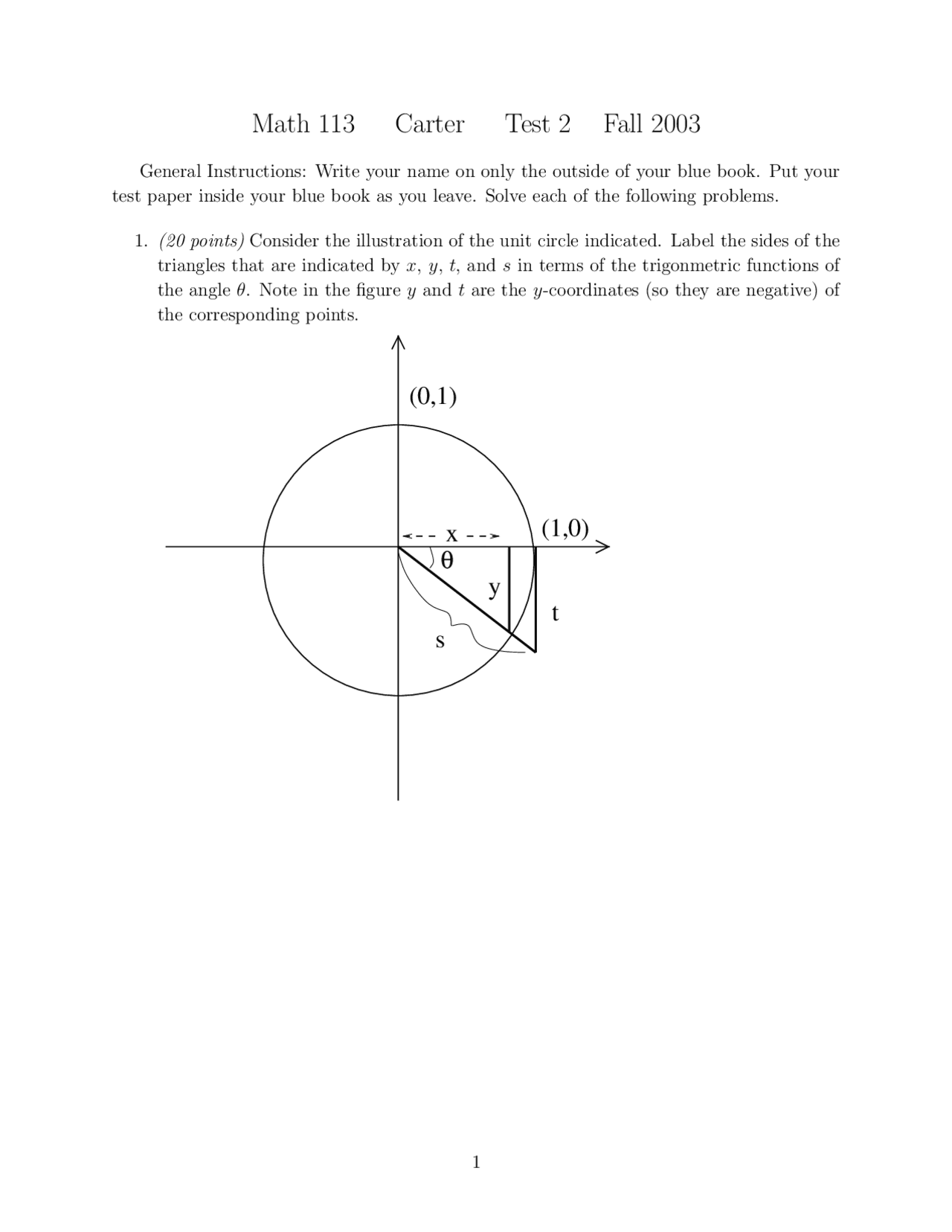 Trigonmetric Mathematics Quiz Docsity
