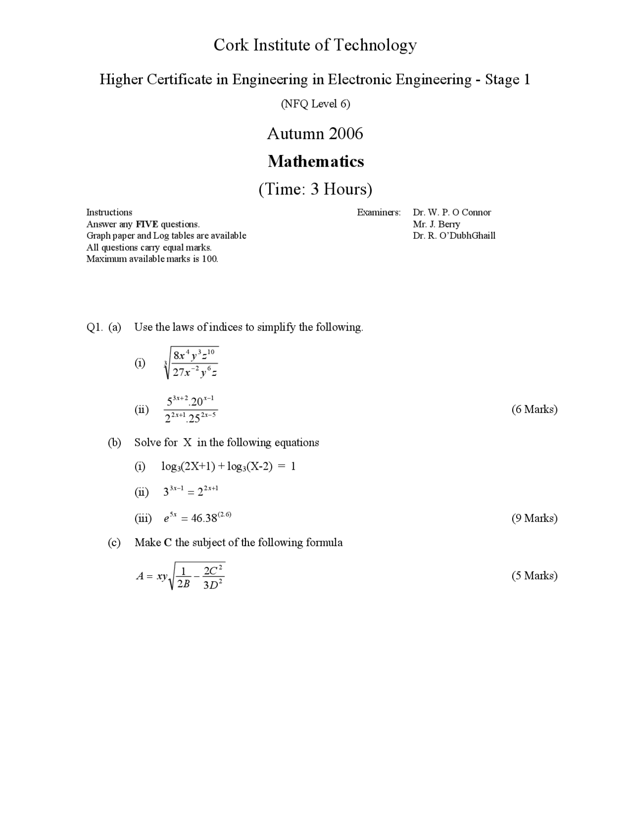 Laws Of Indices Mathematics Exam Docsity