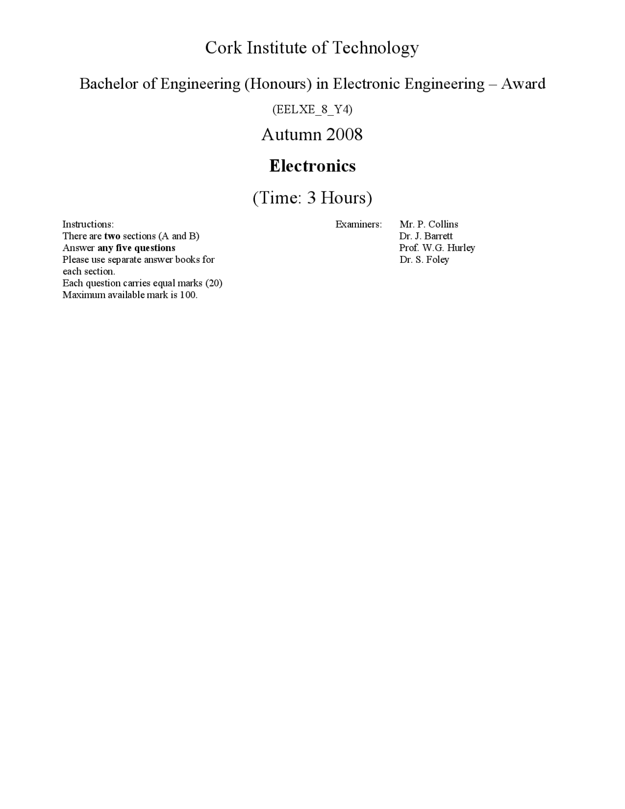 Witched Capacitor Integrator Electronics Exam Docsity