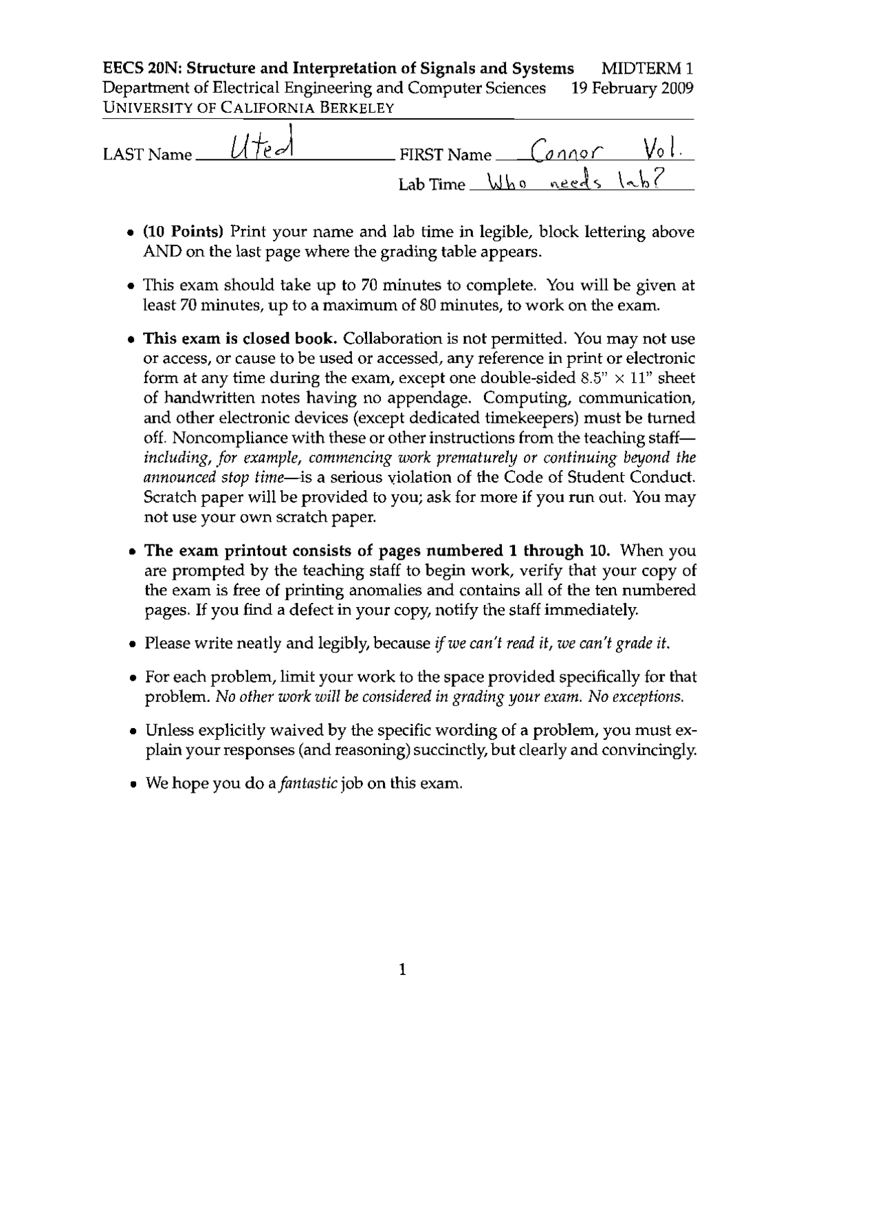 Planet Zirth - Signals and Systems - Solved Exam - Docsity