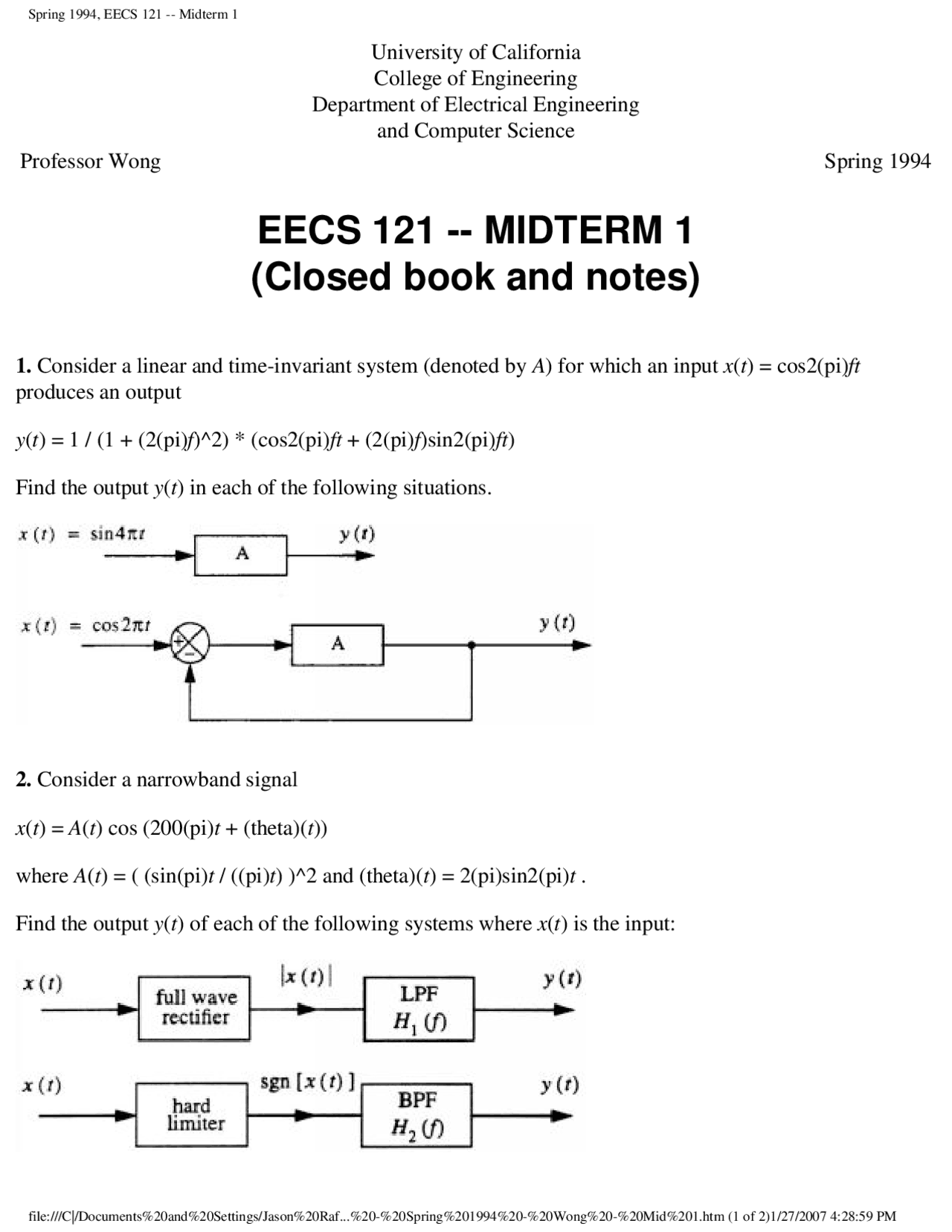 Situations Electrical Engineering And Computer Sciences Exam Docsity