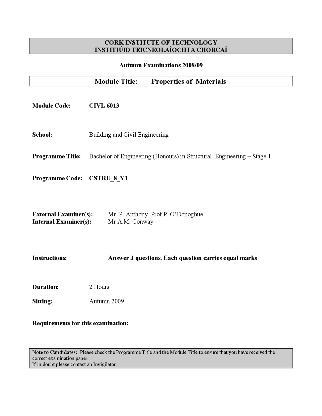 Grading Limits For Sand Properties Of Materials Old Exam Paper